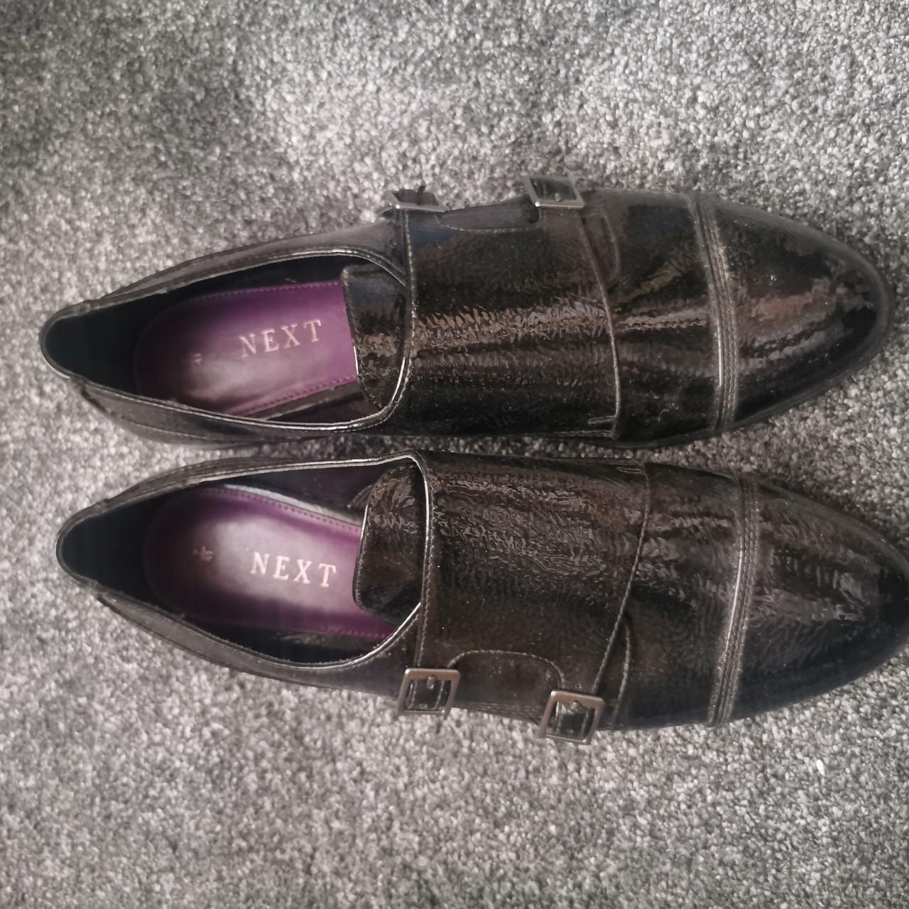 Next size 7 black patent flat shoes - Depop