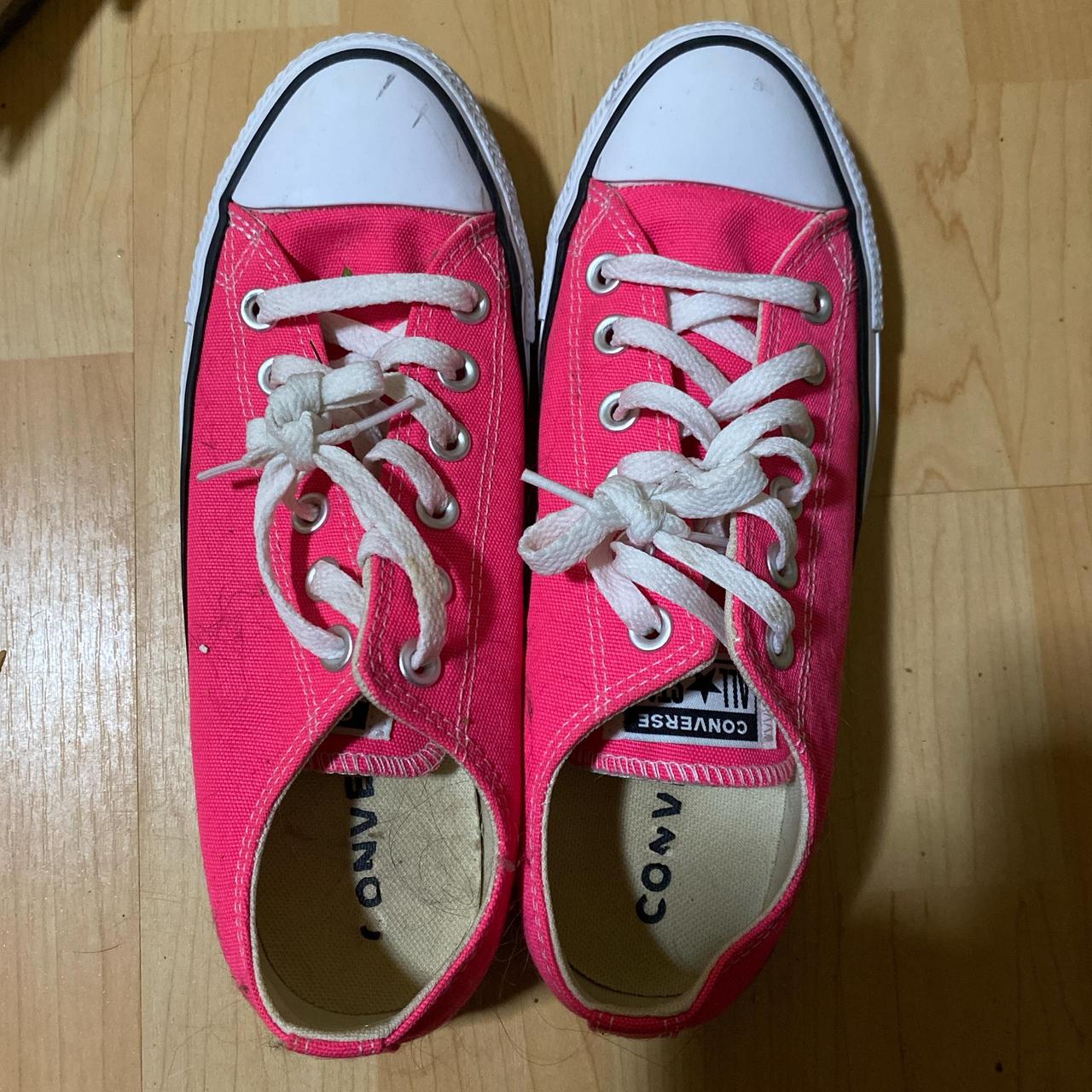 Pink all star converse, low top only worn once... - Depop