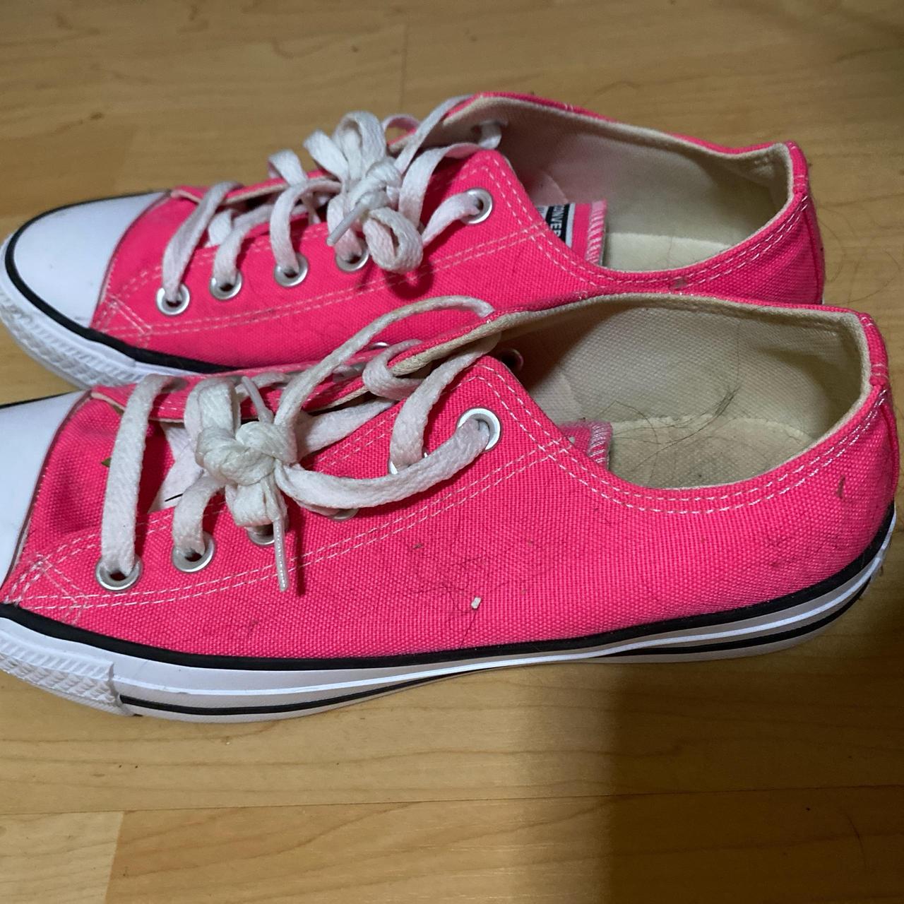 Pink all star converse, low top only worn once... - Depop