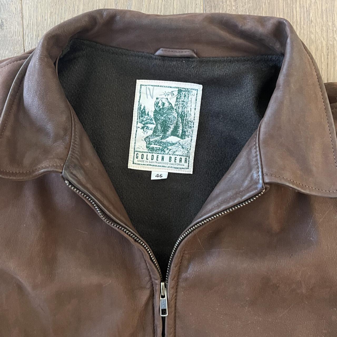 Vintage GOLDEN BEAR Leather Wool Lined Jacket USA... - Depop