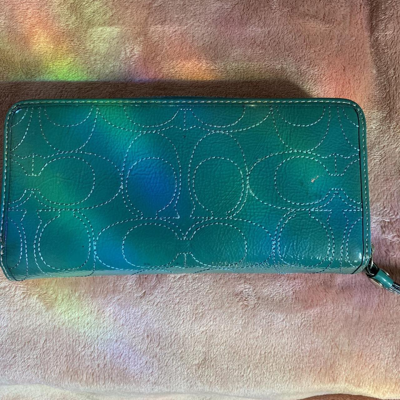 Early 2000’s coach clasp wallet Color: teal blue... - Depop