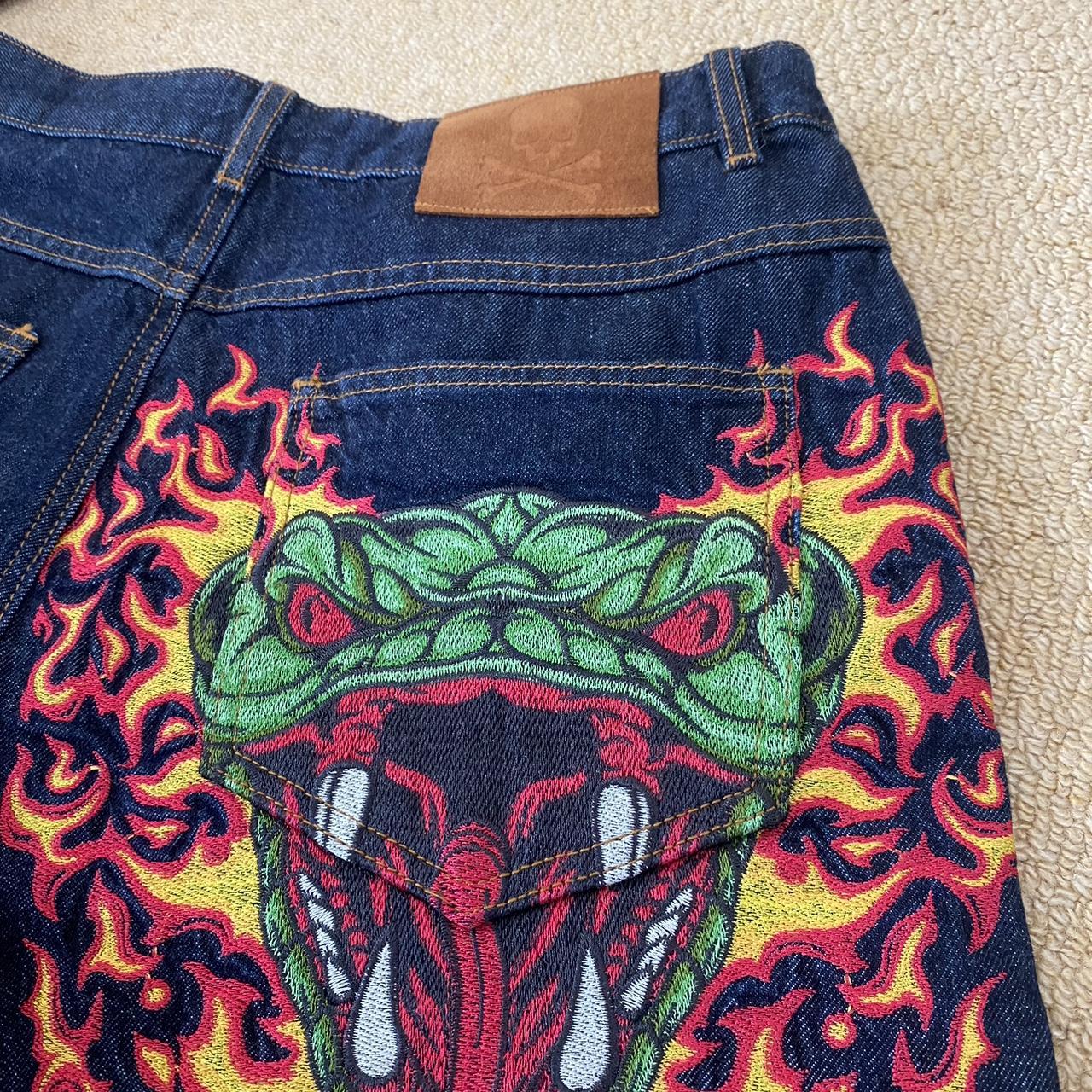 Embroided Dragon bounty bodega jeans bought at... - Depop