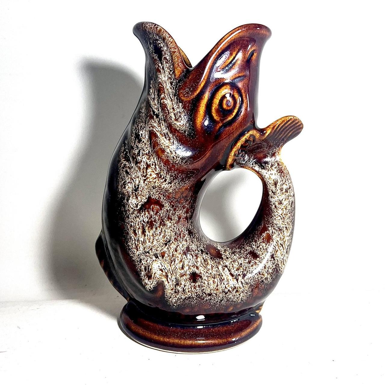Fosters Studio Pottery Large Brown Ceramic Fish Vase... - Depop