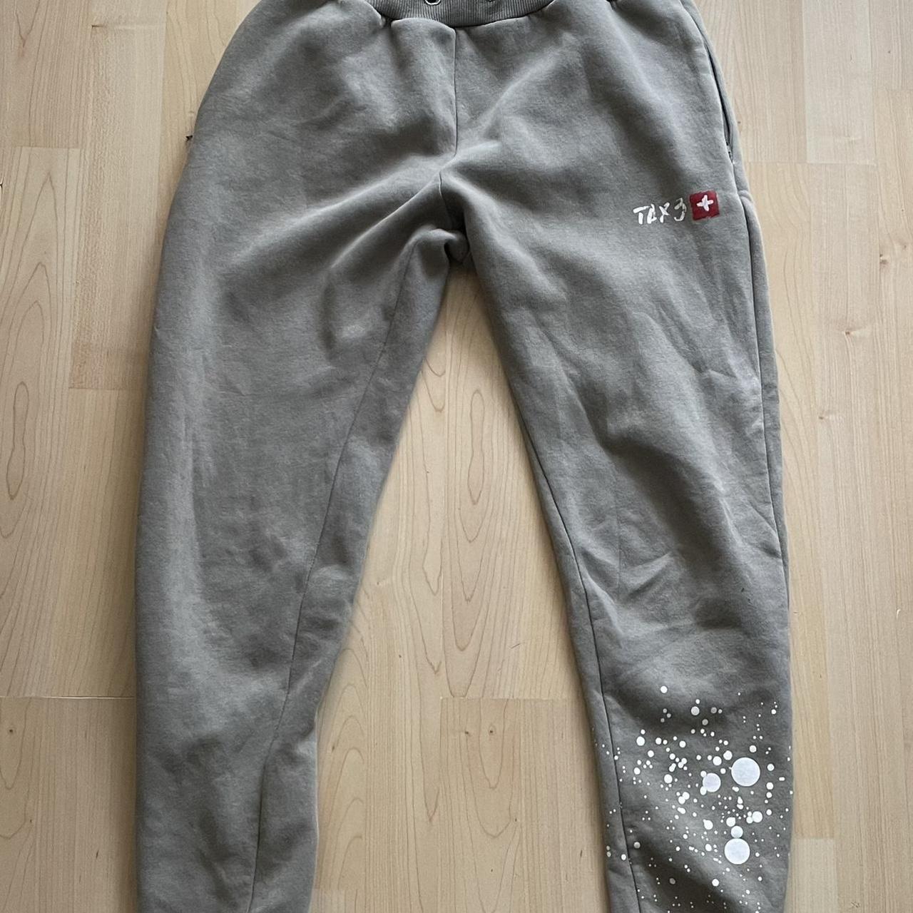 Tax3 Grey Tracksuit Bottoms (Hoodie not included)... - Depop