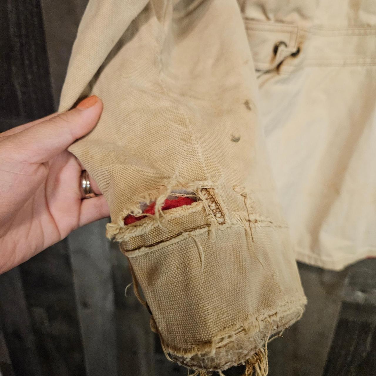 Vintage Distressed Chore Coat Jacket Distressed... - Depop