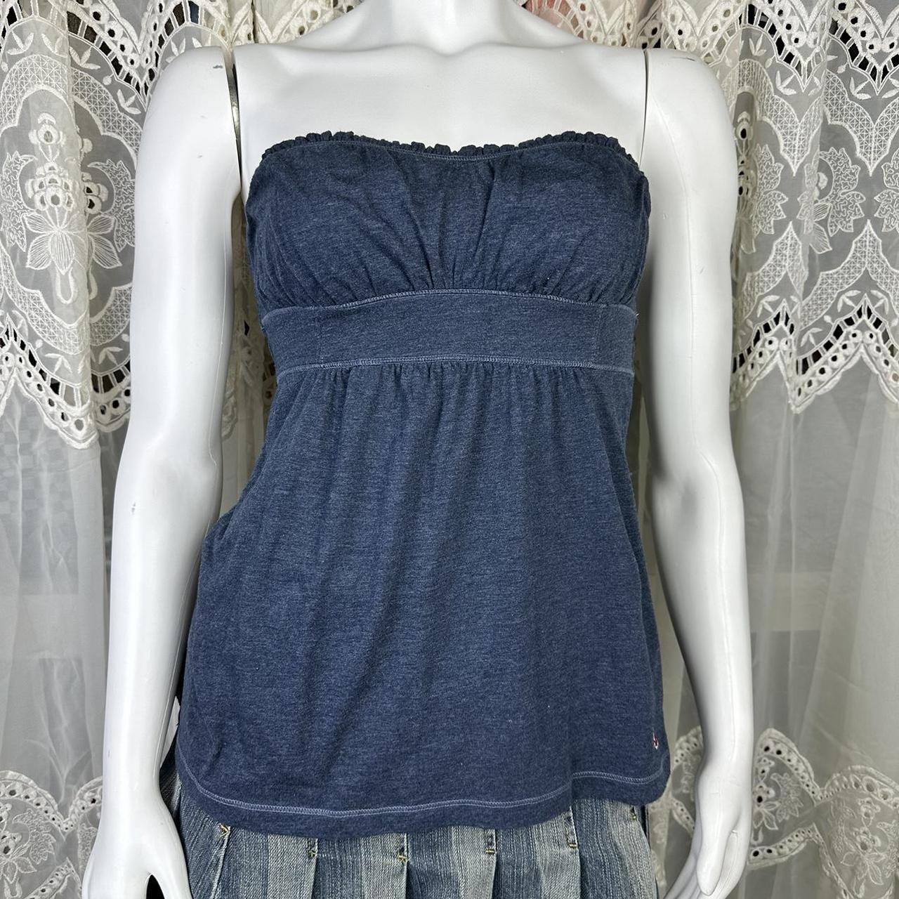 🧵 cute navy blue strapless babydoll tube top from... - Depop