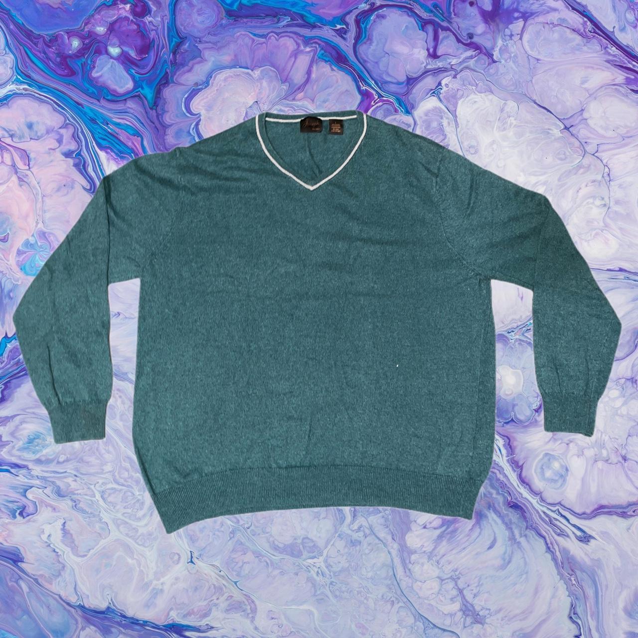 Vintage Jospeh Blue-Greenish Long Sleeve Casual... - Depop