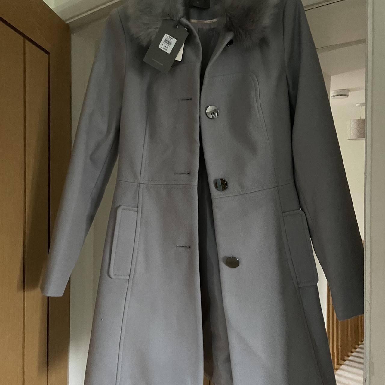 Oasis grey coat with fur collar Brand new, never... - Depop