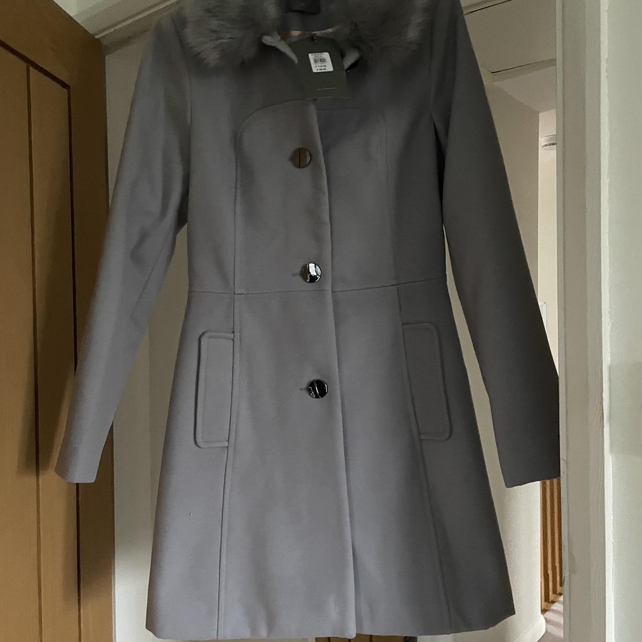 Oasis grey coat with fur collar Brand new, never... - Depop