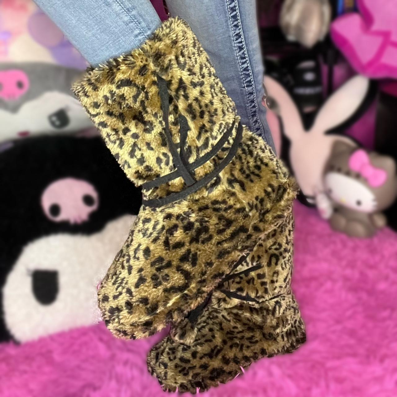 mcbling Snooki core cheetah leopard slipper boots.... - Depop