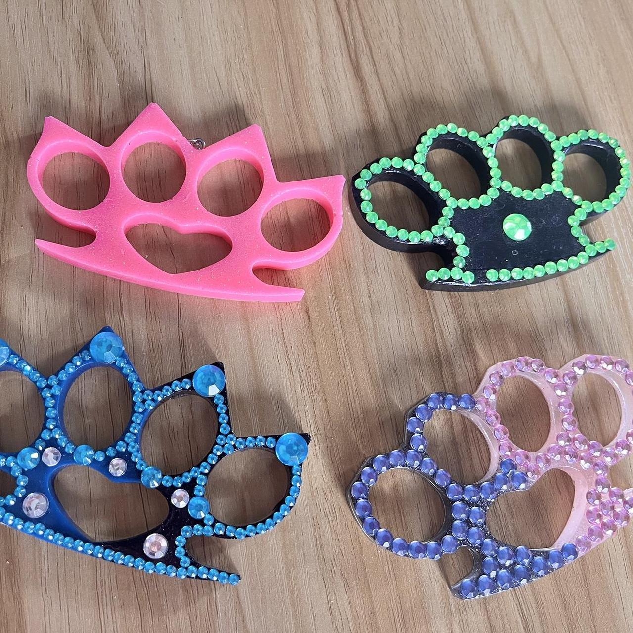 Rhinestone bling brass knuckle pendants/charms for... - Depop