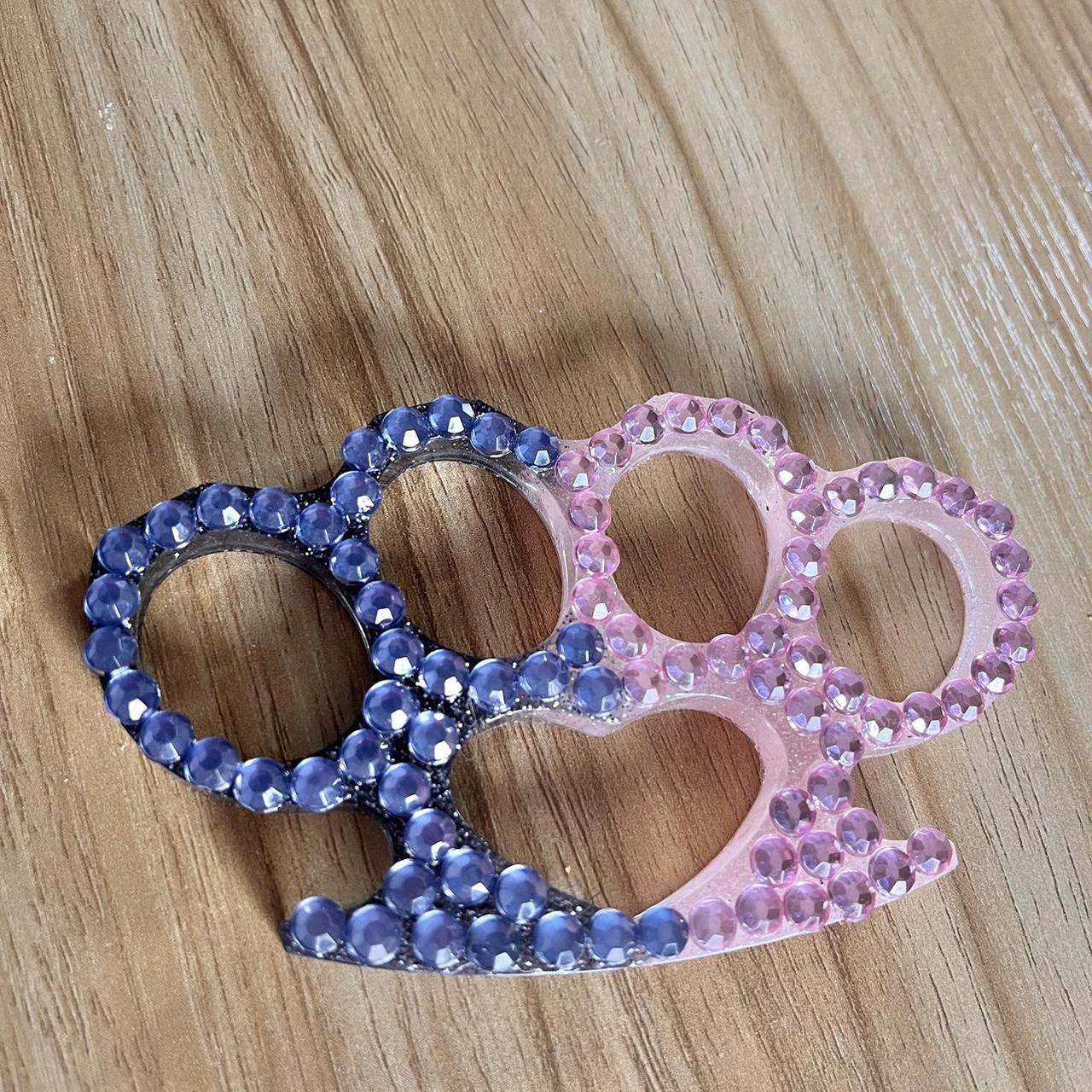 Rhinestone bling brass knuckle pendants/charms for... - Depop
