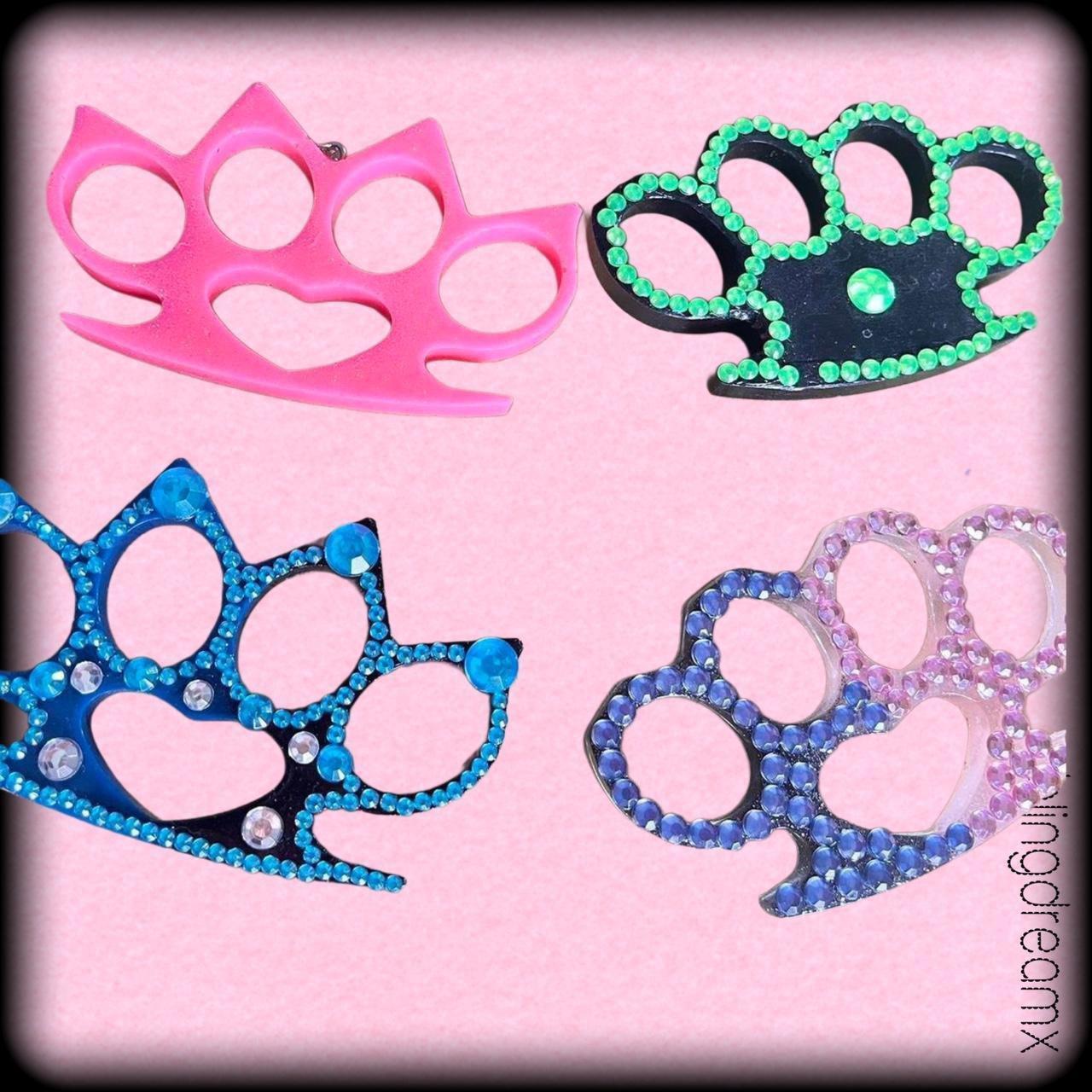 Rhinestone bling brass knuckle pendants/charms for... - Depop