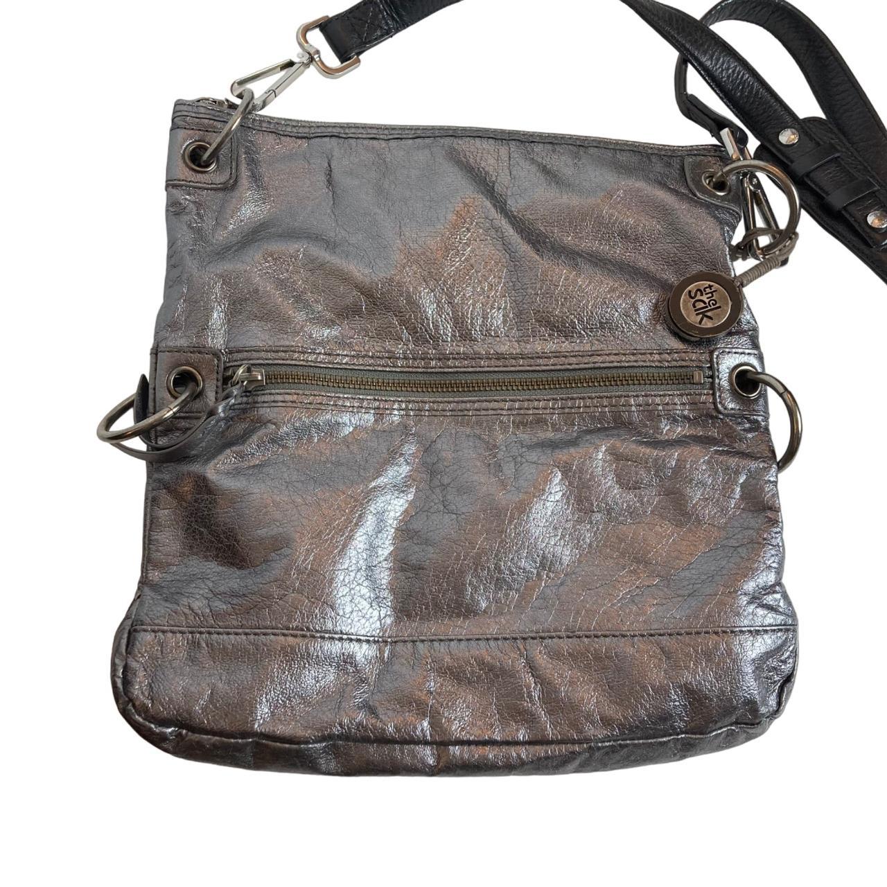 The Sak Metallic Leather Silver Gunmetal Color... - Depop