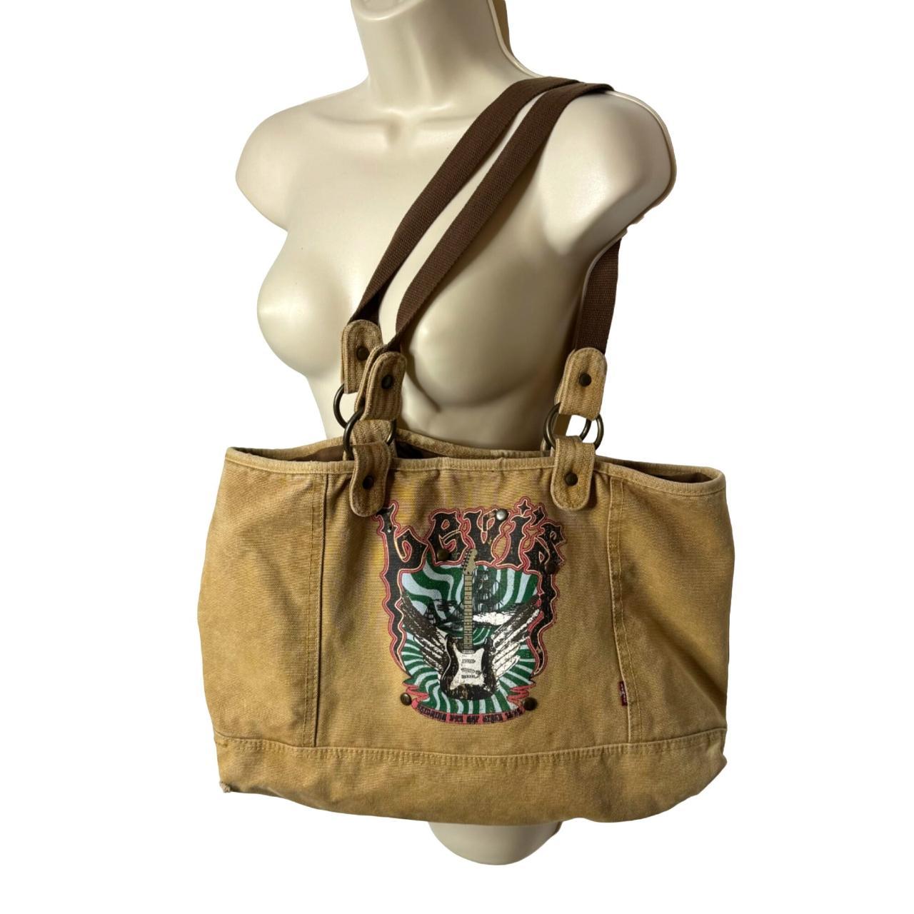 Vintage Levis Canvas Small Tote / Purse Bag Brown... - Depop