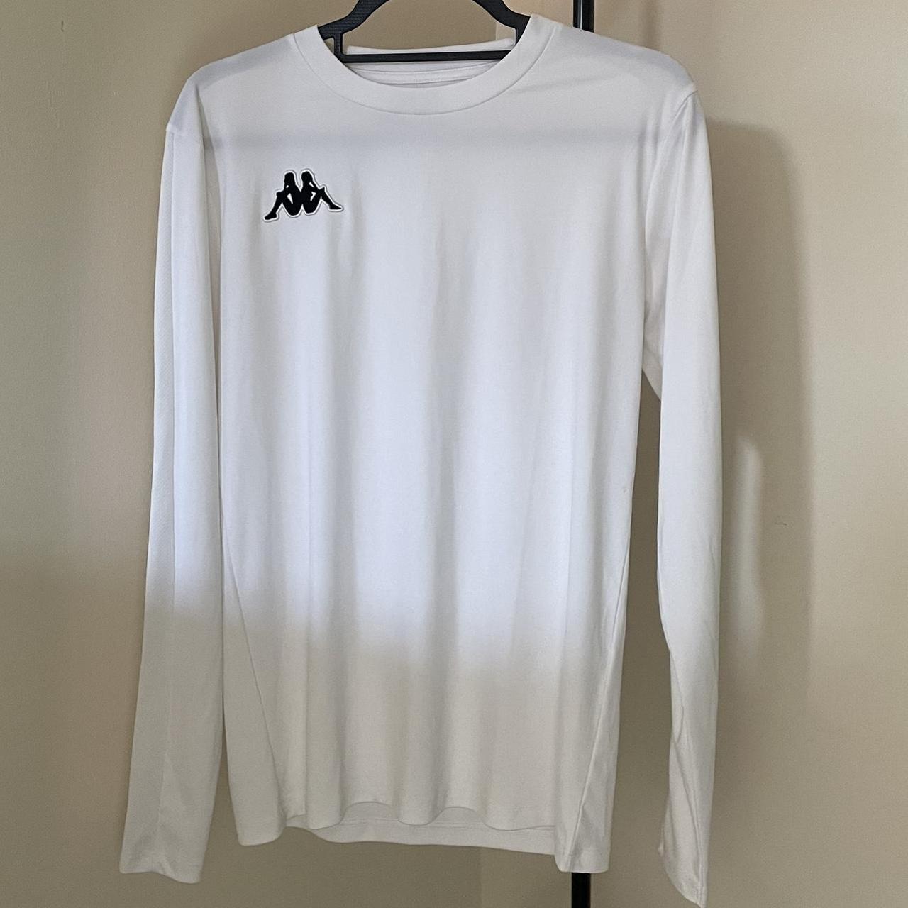 White Kappa long-sleeved sports t shirt Barely worn,... - Depop