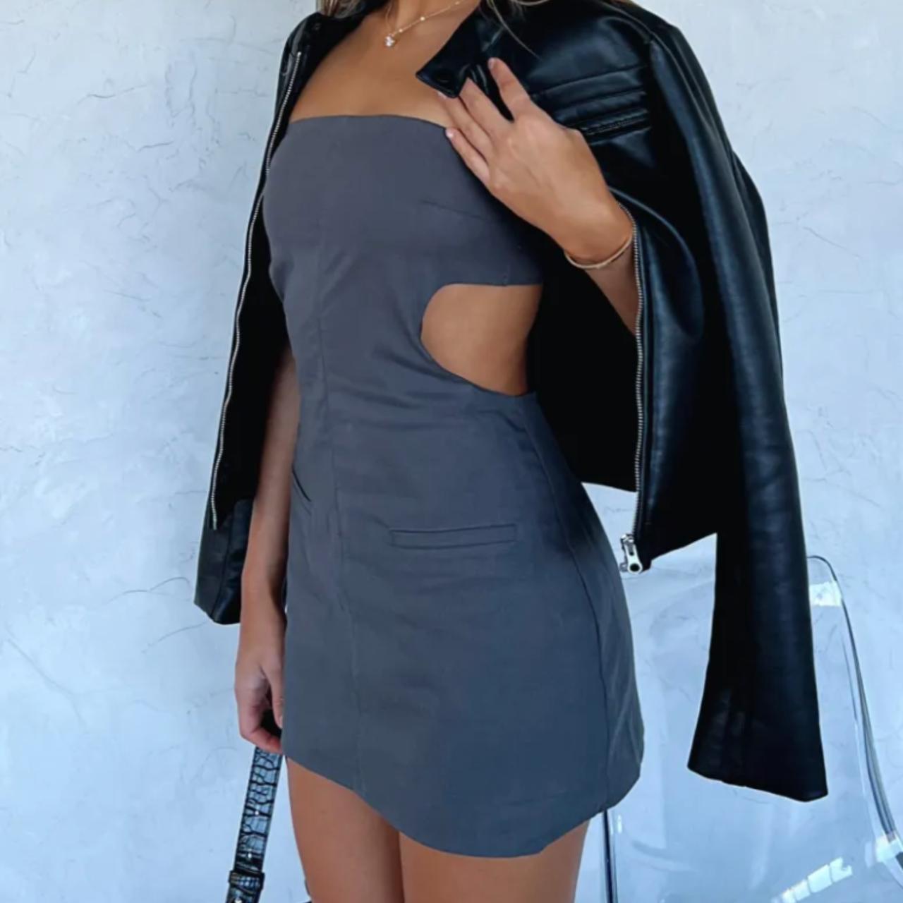 Grey Mini Cut Out Dress worn once | Depop