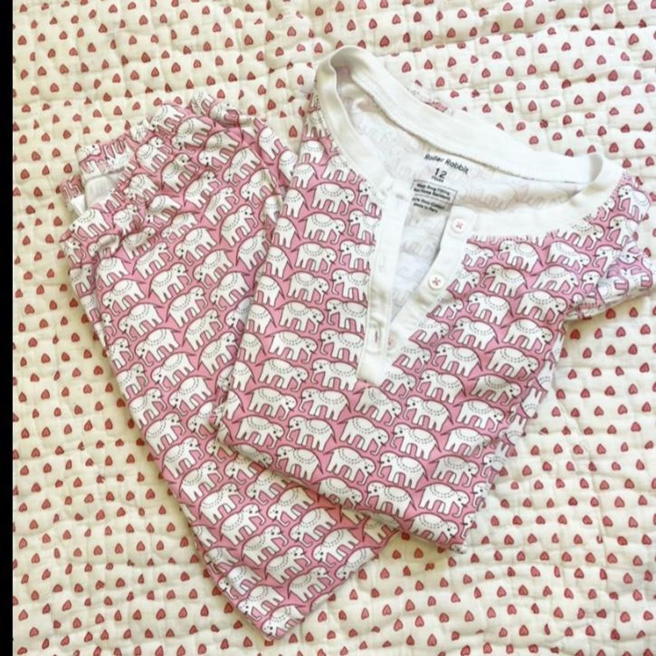 Roller rabbit Pink elephant pj set! Size 12 kids... - Depop