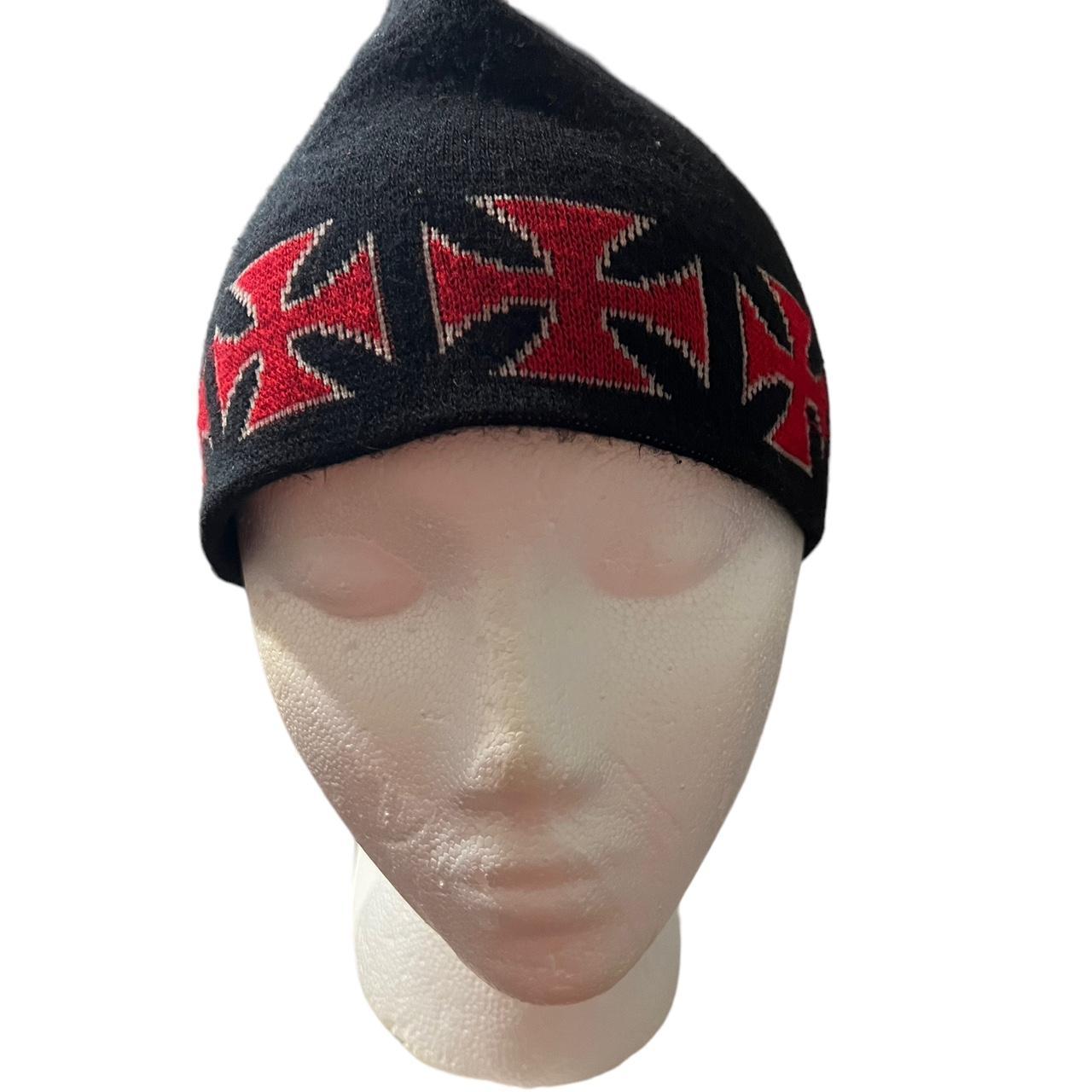 Y2K Iron Cross beanie Fits small, perfect for women... - Depop