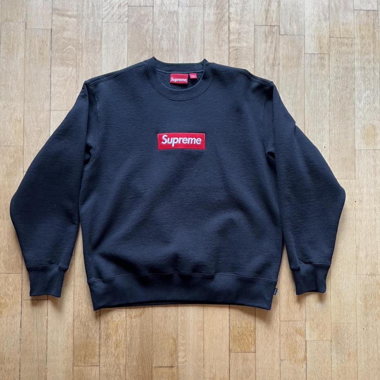Supreme box logo crewneck - black & red - SS22 -... - Depop