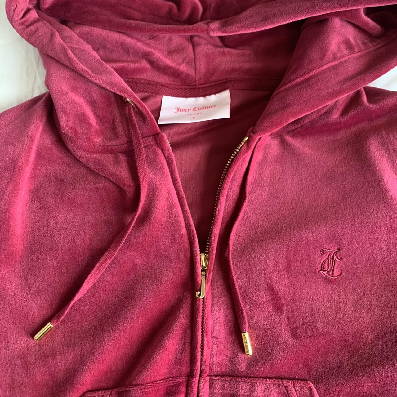 Juicy couture burgundy maroon velvet velour zip up... - Depop