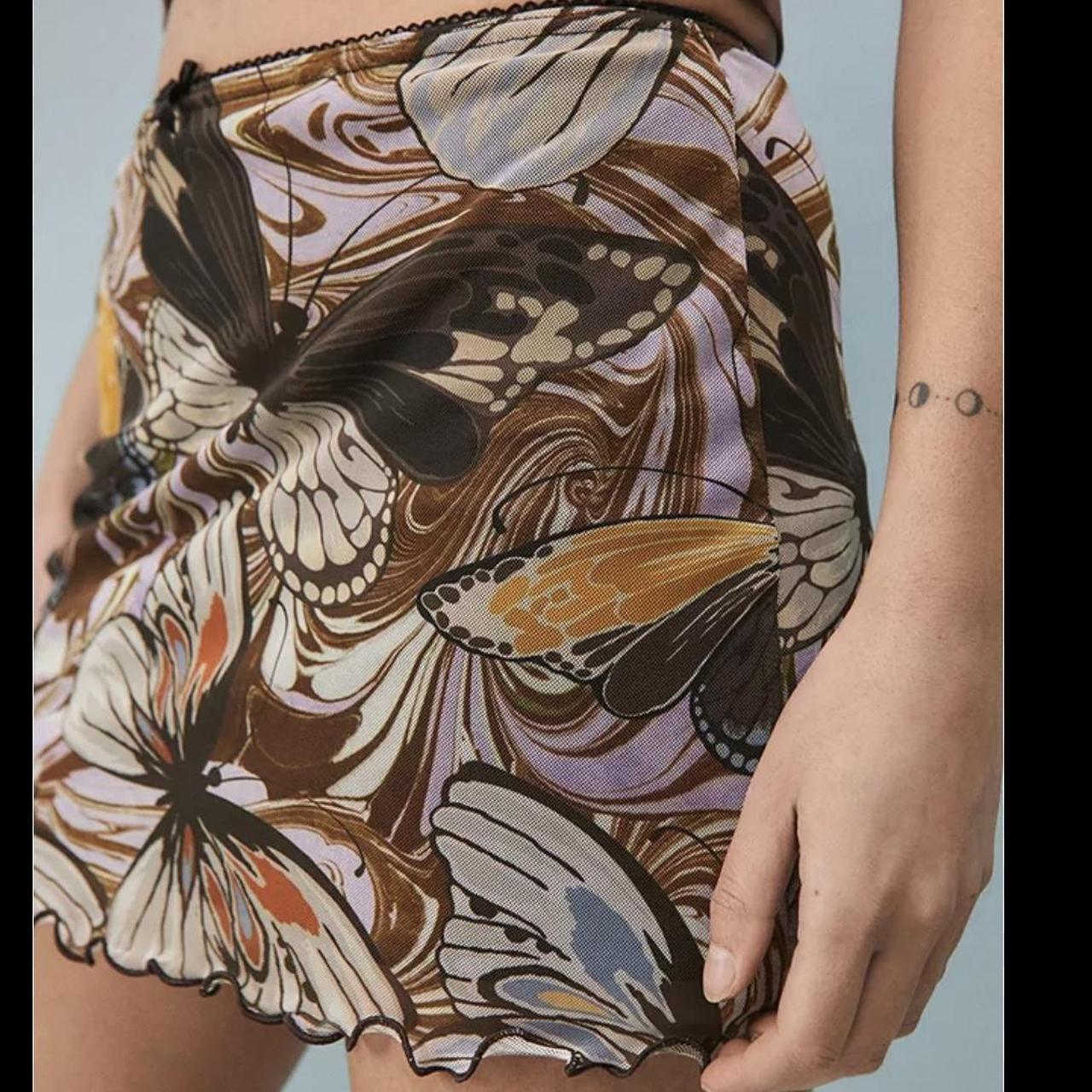 UO Urban Outfitters butterfly micro mesh mini skirt... - Depop