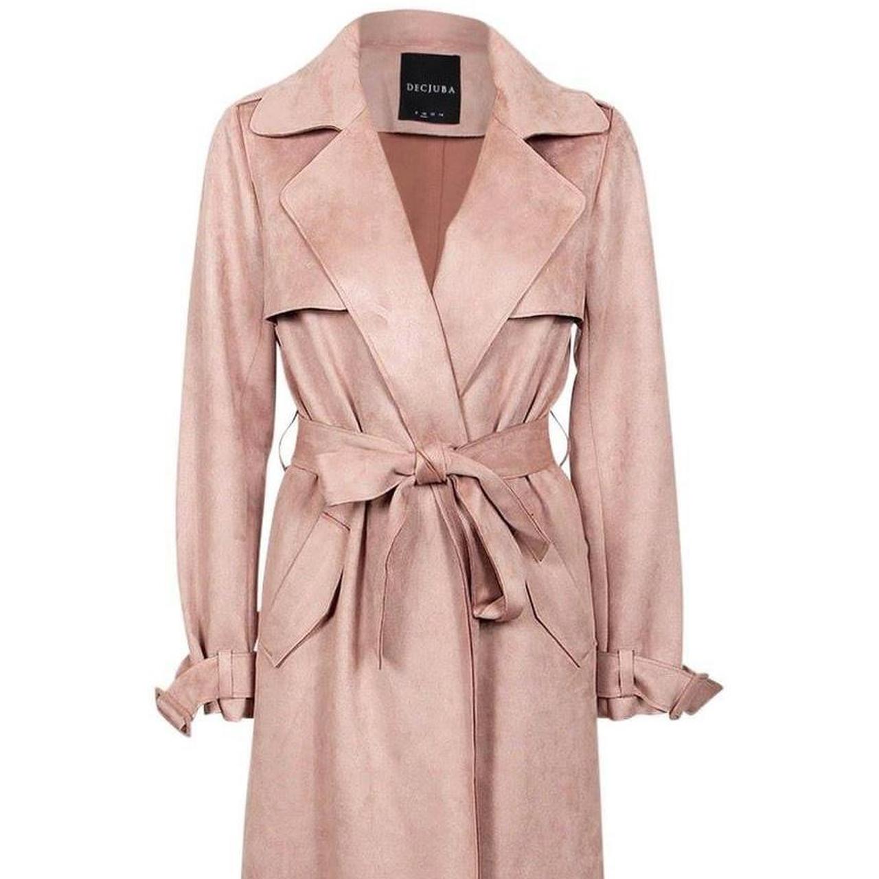 Decjuba dusty pink trench coat, suede look. Great... | Depop