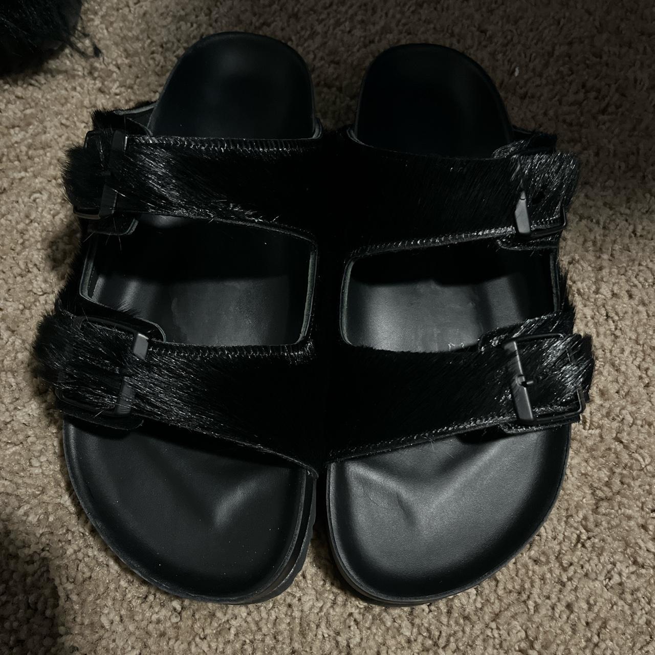 Rick Owens x Birkenstock Black Hair Slippers great... - Depop
