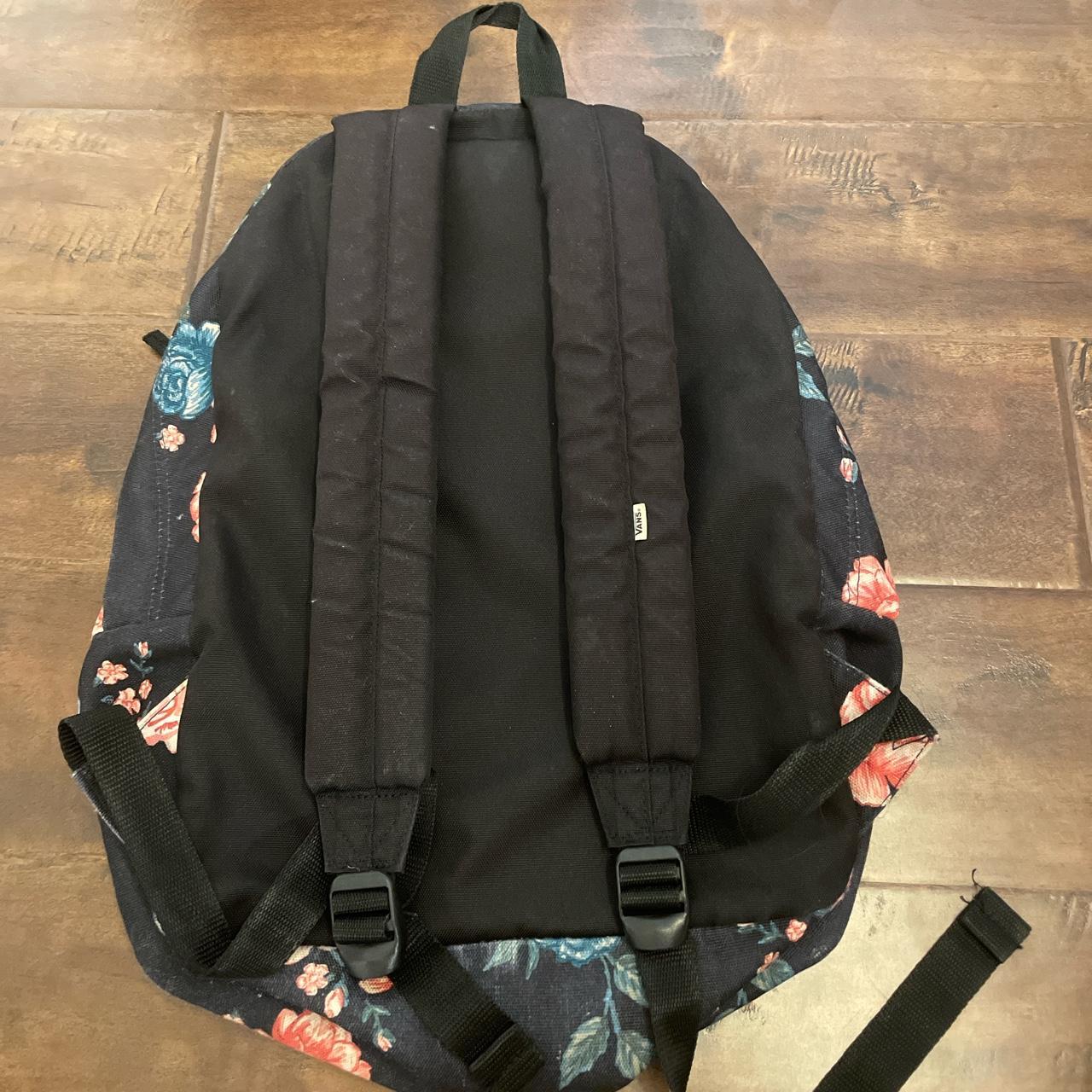 vans floral backpack has two main pockets but no... - Depop