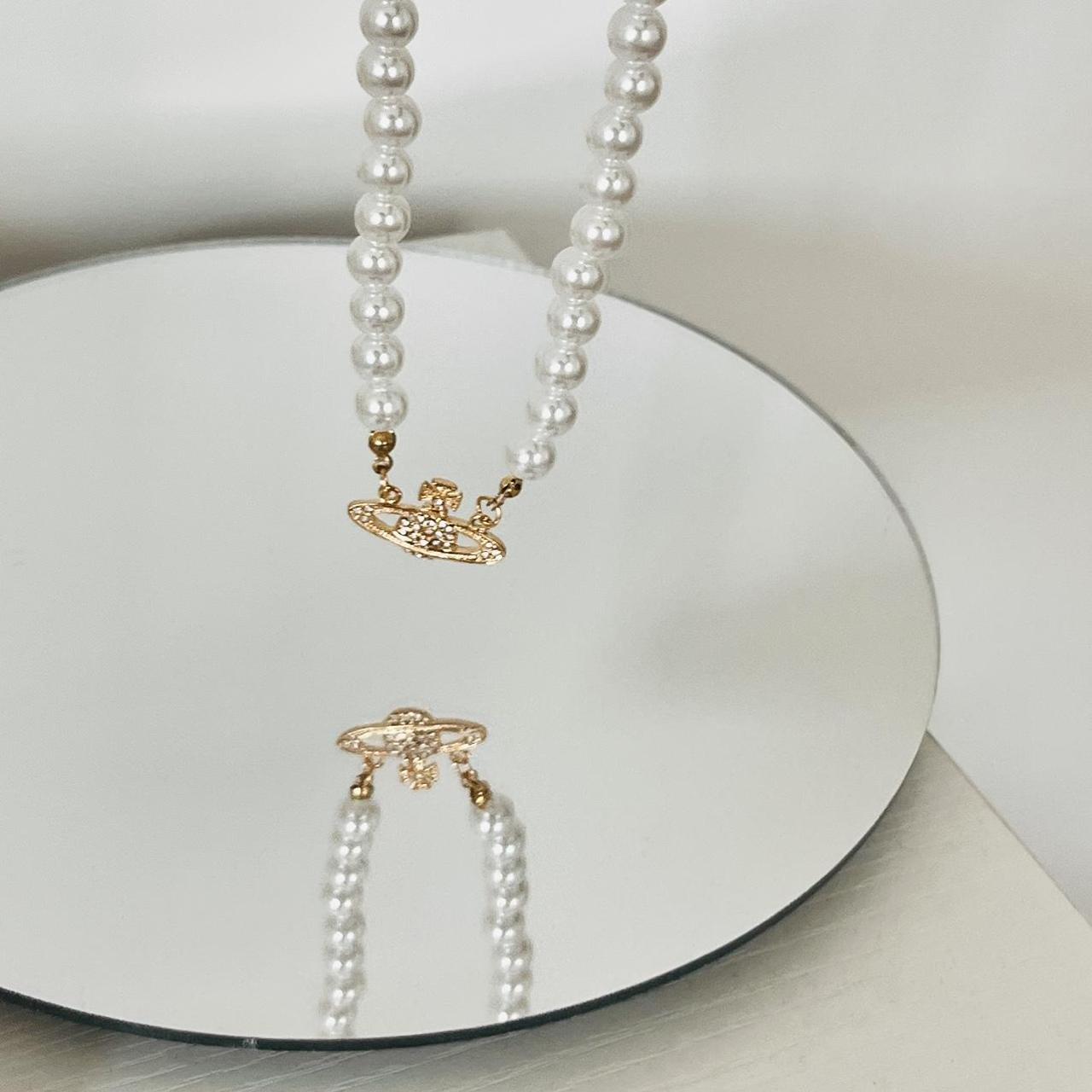 gold saturn planet necklace 🪐 v i v i w e s t w o... - Depop