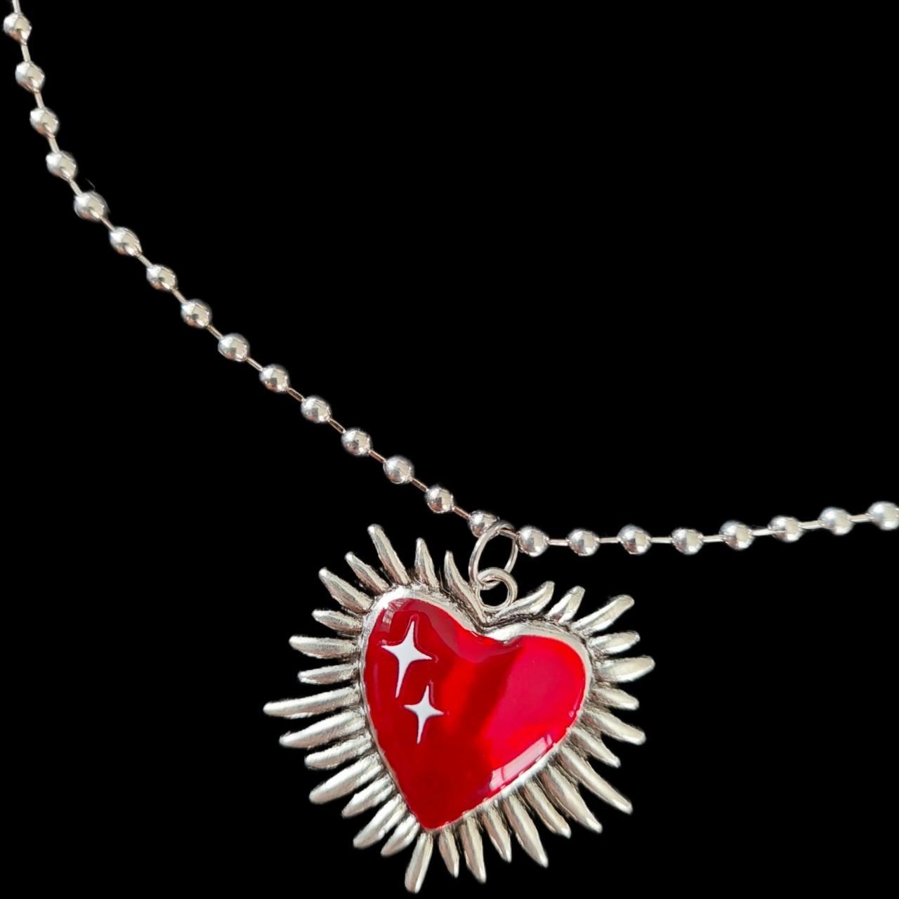 Sacred heart pendant necklace on ball chain Steel... - Depop