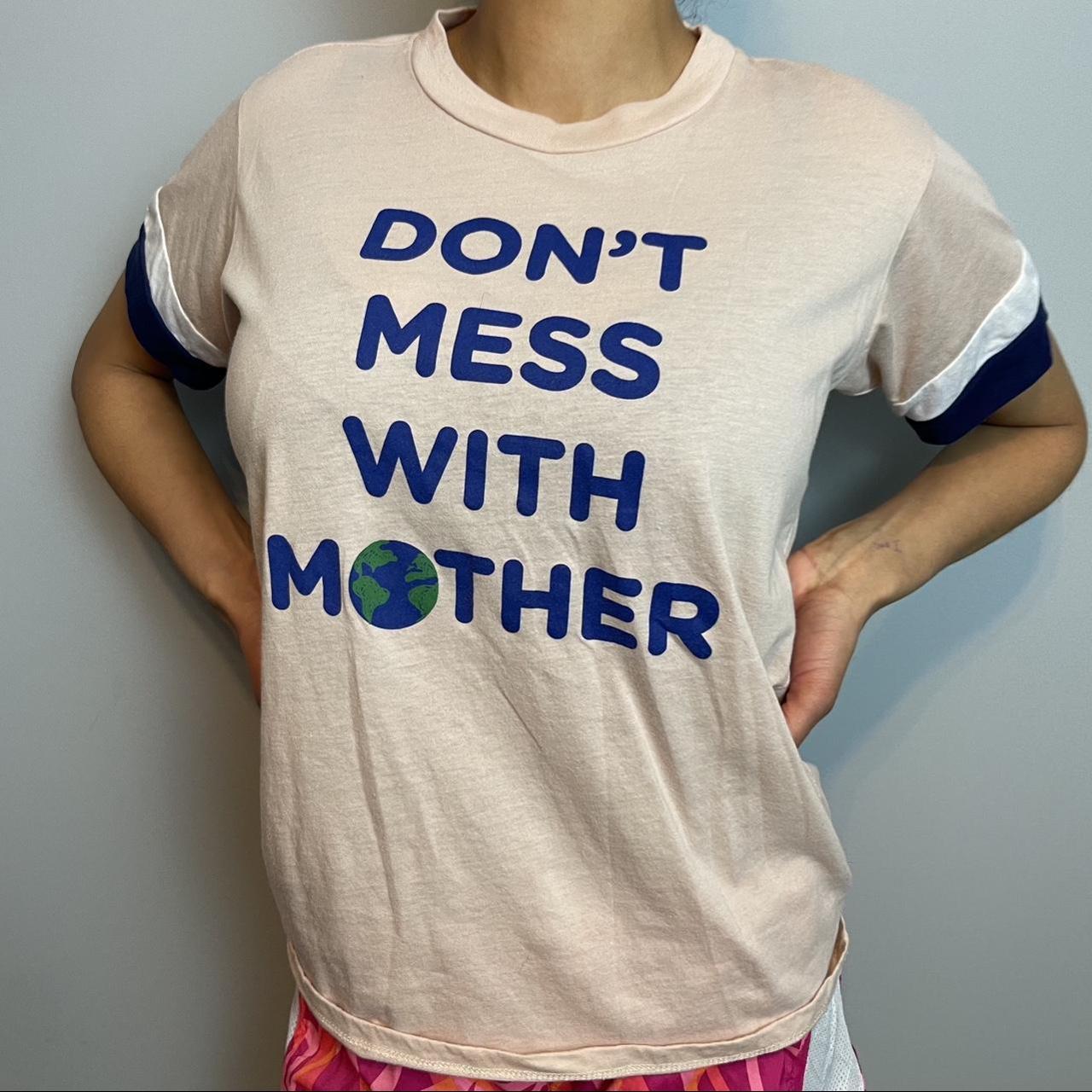 Camp Collection Women's Navy and Pink T-shirt | Depop