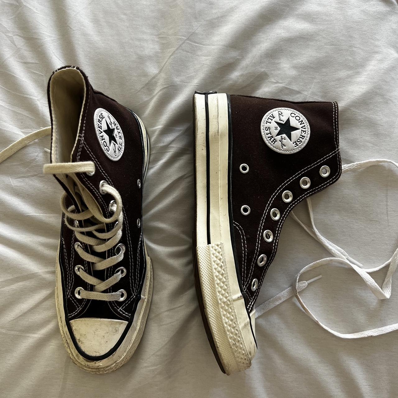 chocolate brown platform converse 🤎 barely worn,... - Depop