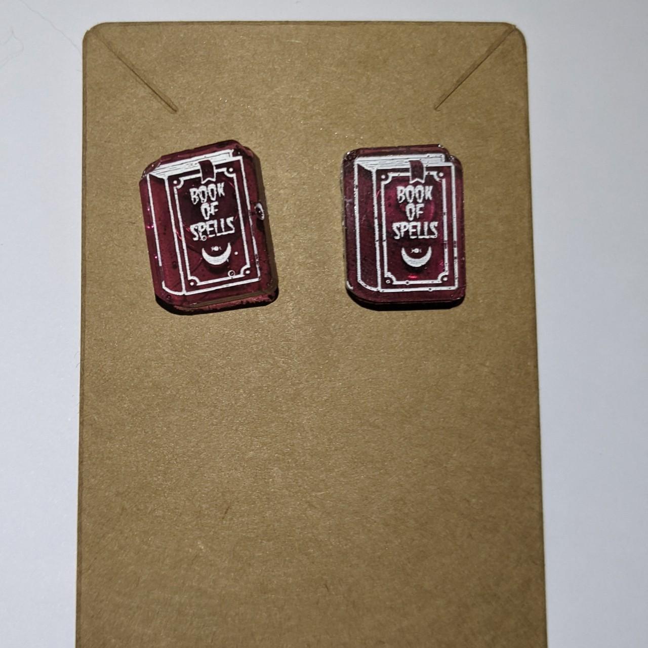 Gothic book of spells handmade earrings - made with... - Depop