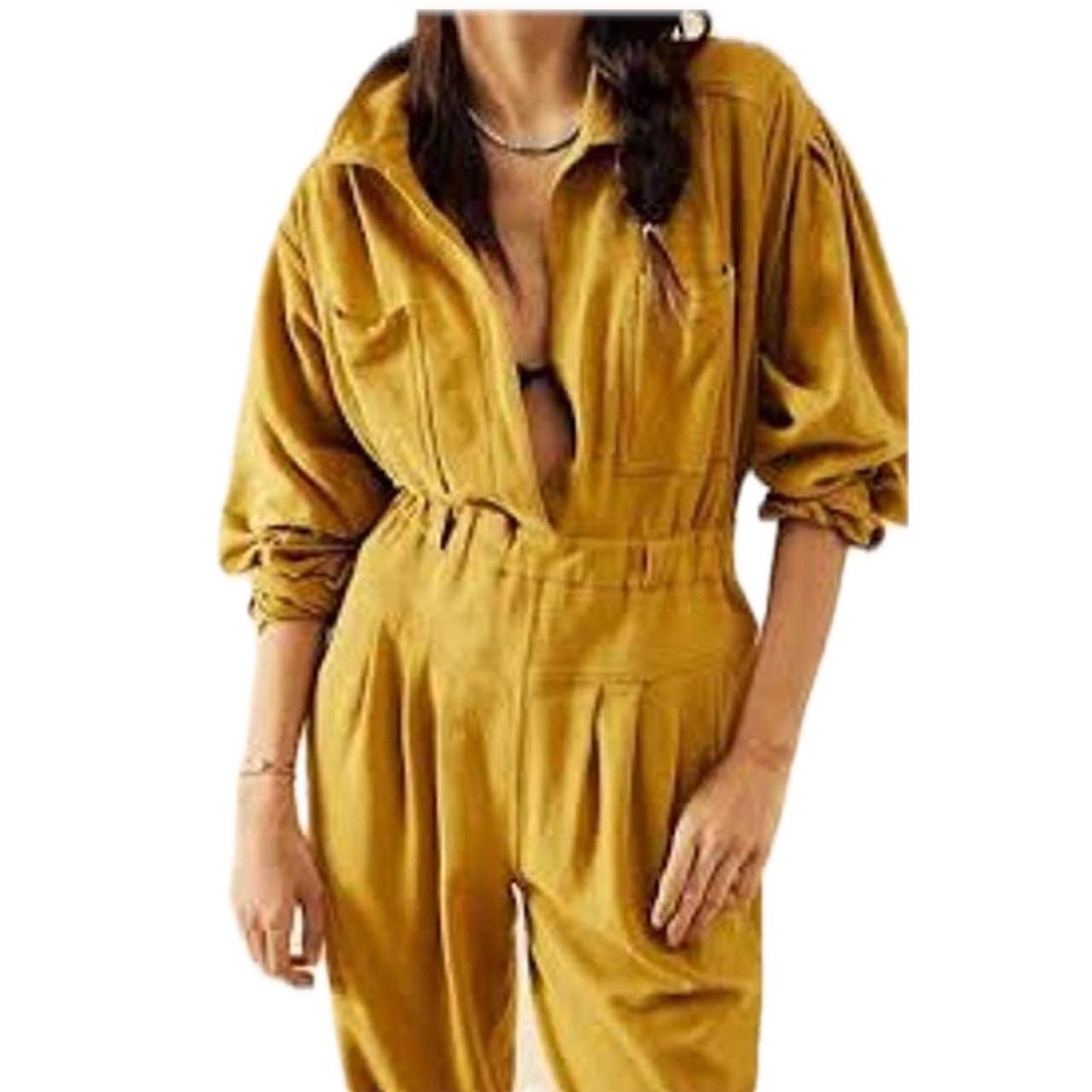 Free People Yellow Jumpsuit The most comfortable!... - Depop