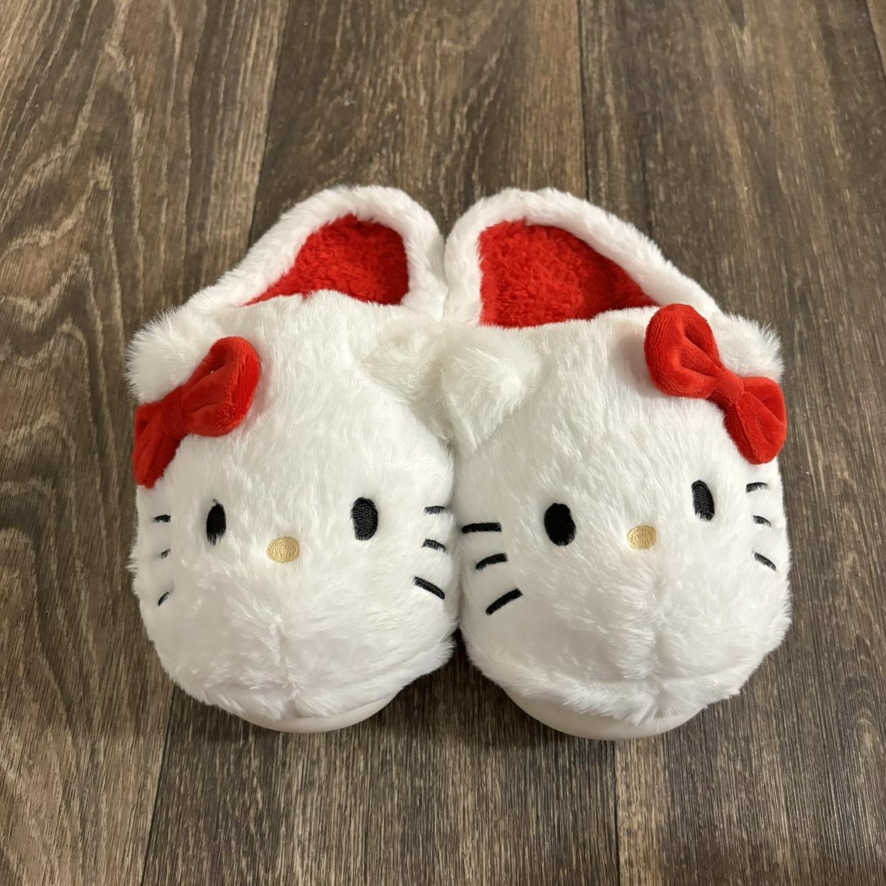 Hello Kitty white slippers Size 1. women 5-6... - Depop