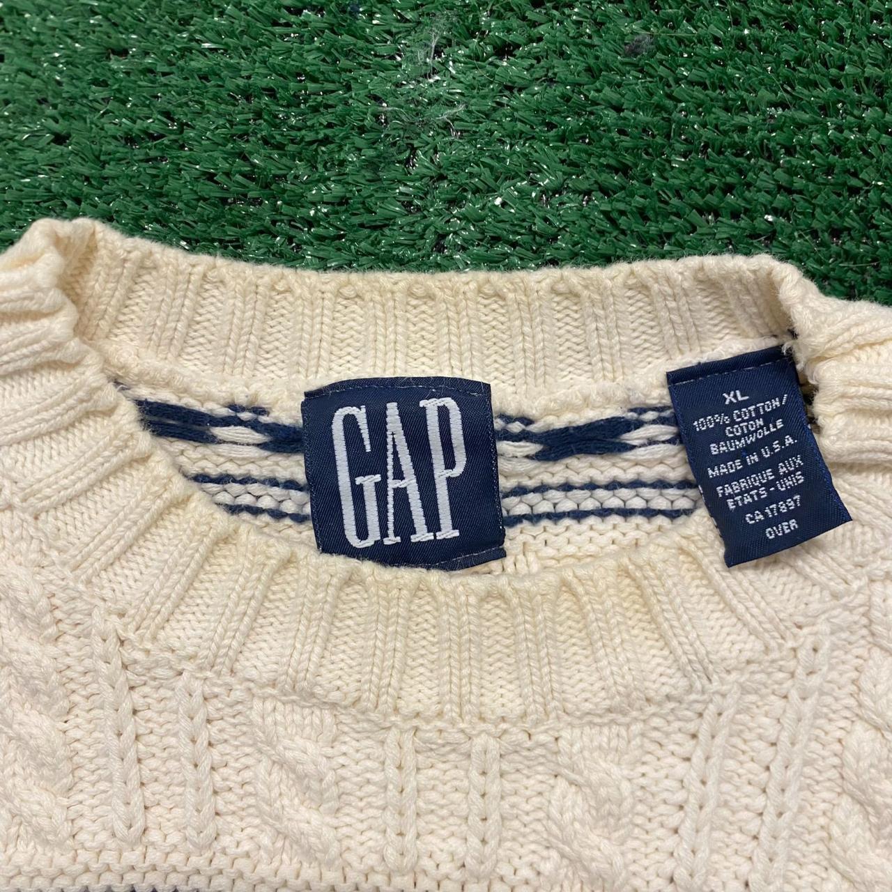 GAP Vintage 80s Cable Knit Sweater Size: XL Chest:... - Depop