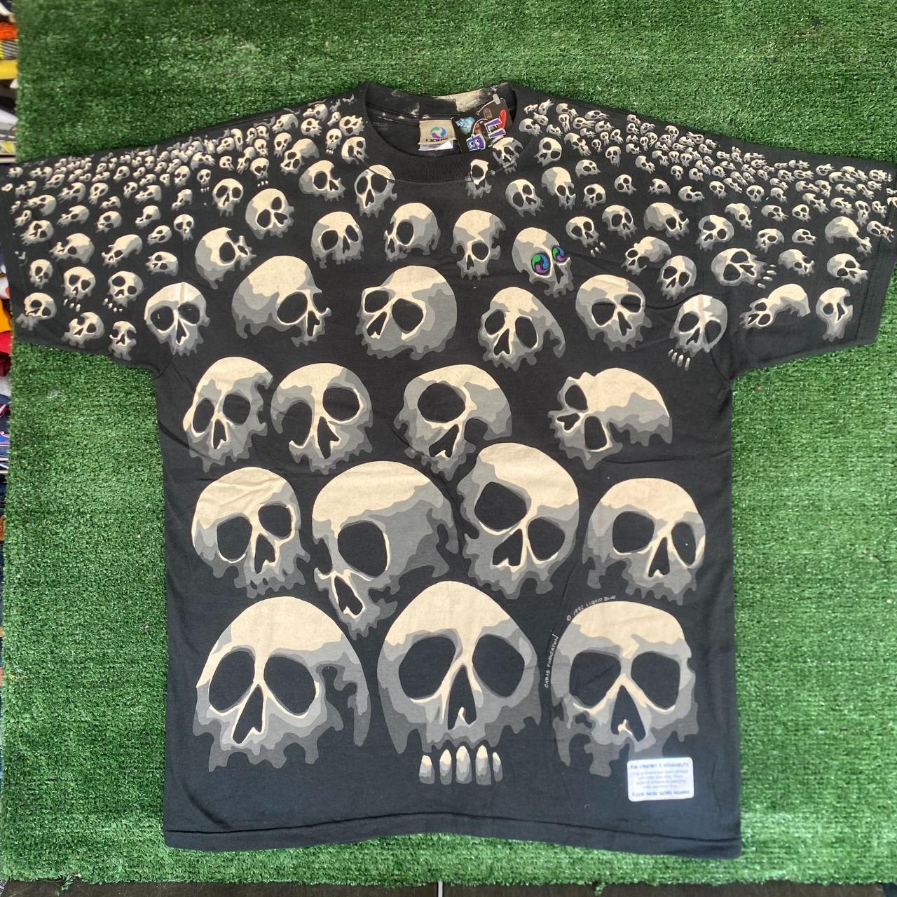Vintage 90s Son of Skulls Shirt All Over AOP Goth... | Depop
