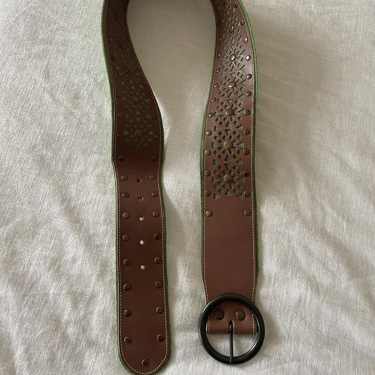 Chunky studded brown belt Tagged for... - Depop