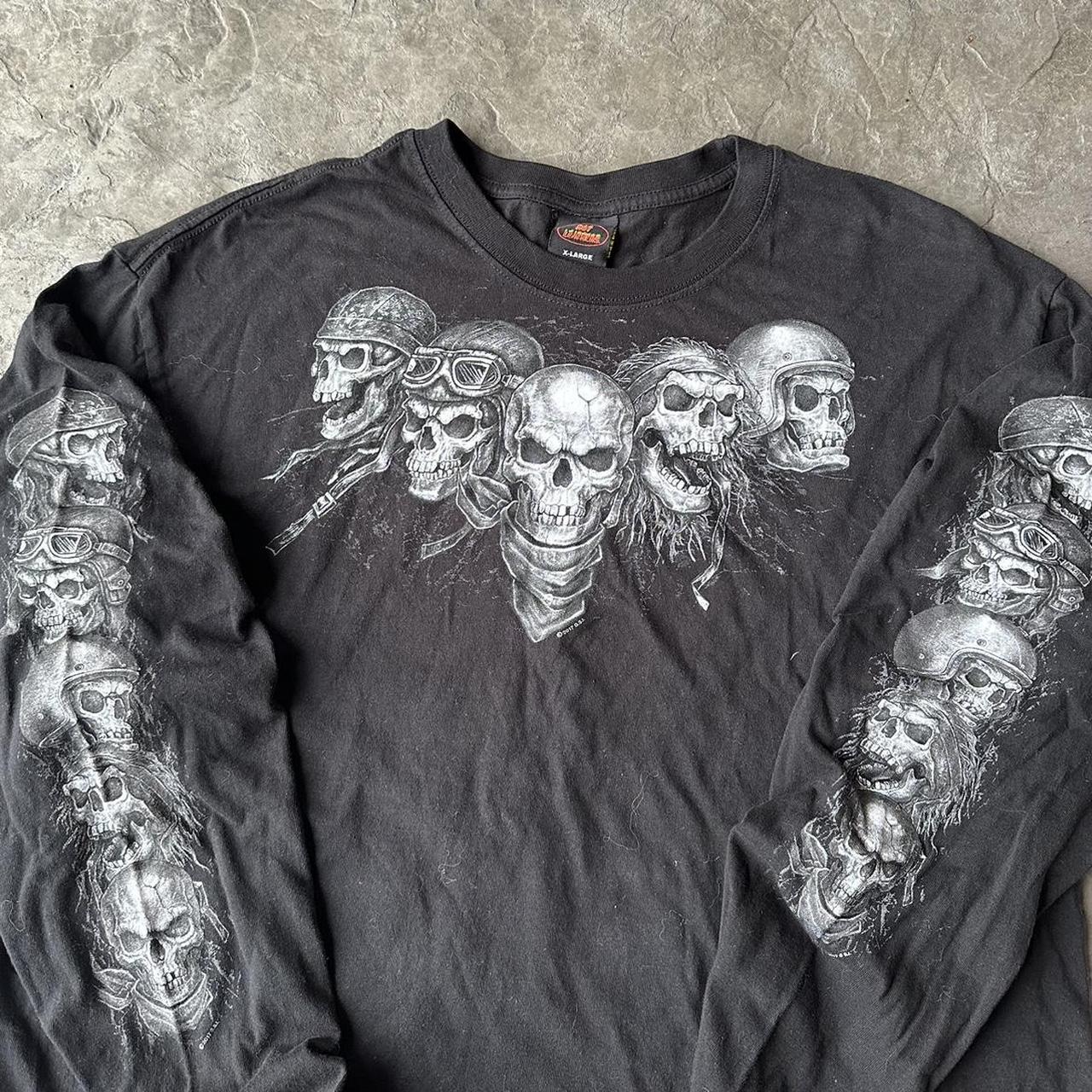 Y2K Grunge Skull Hot Leathers Shirt Size XL Cool... - Depop