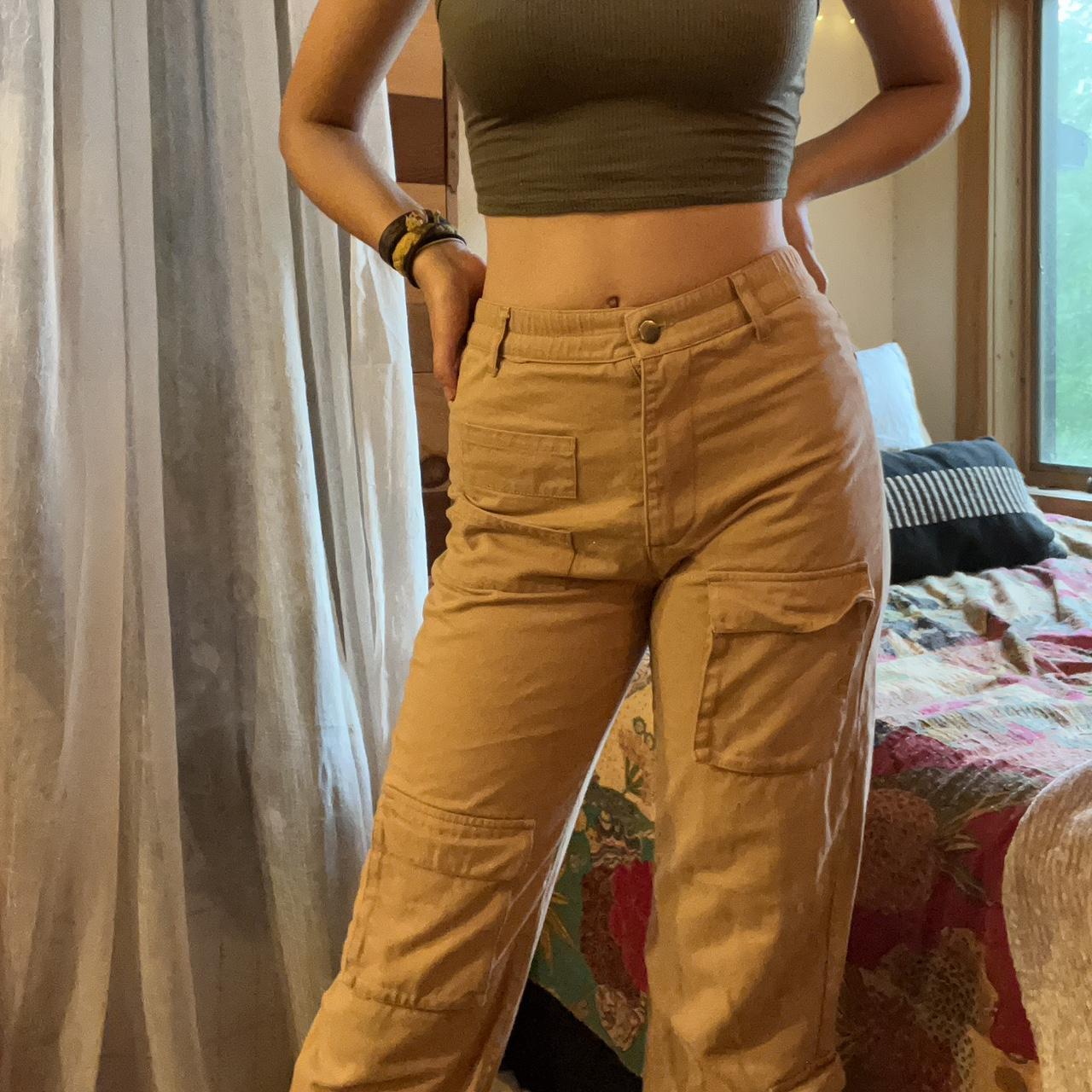 cargo pants!! Color: tan/beige Wear: worn a few... - Depop