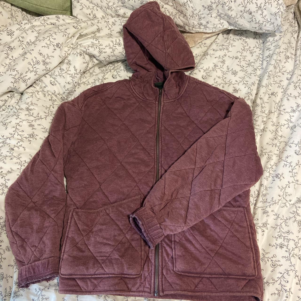 Maroon target quilted zip up hoodie XS - Depop