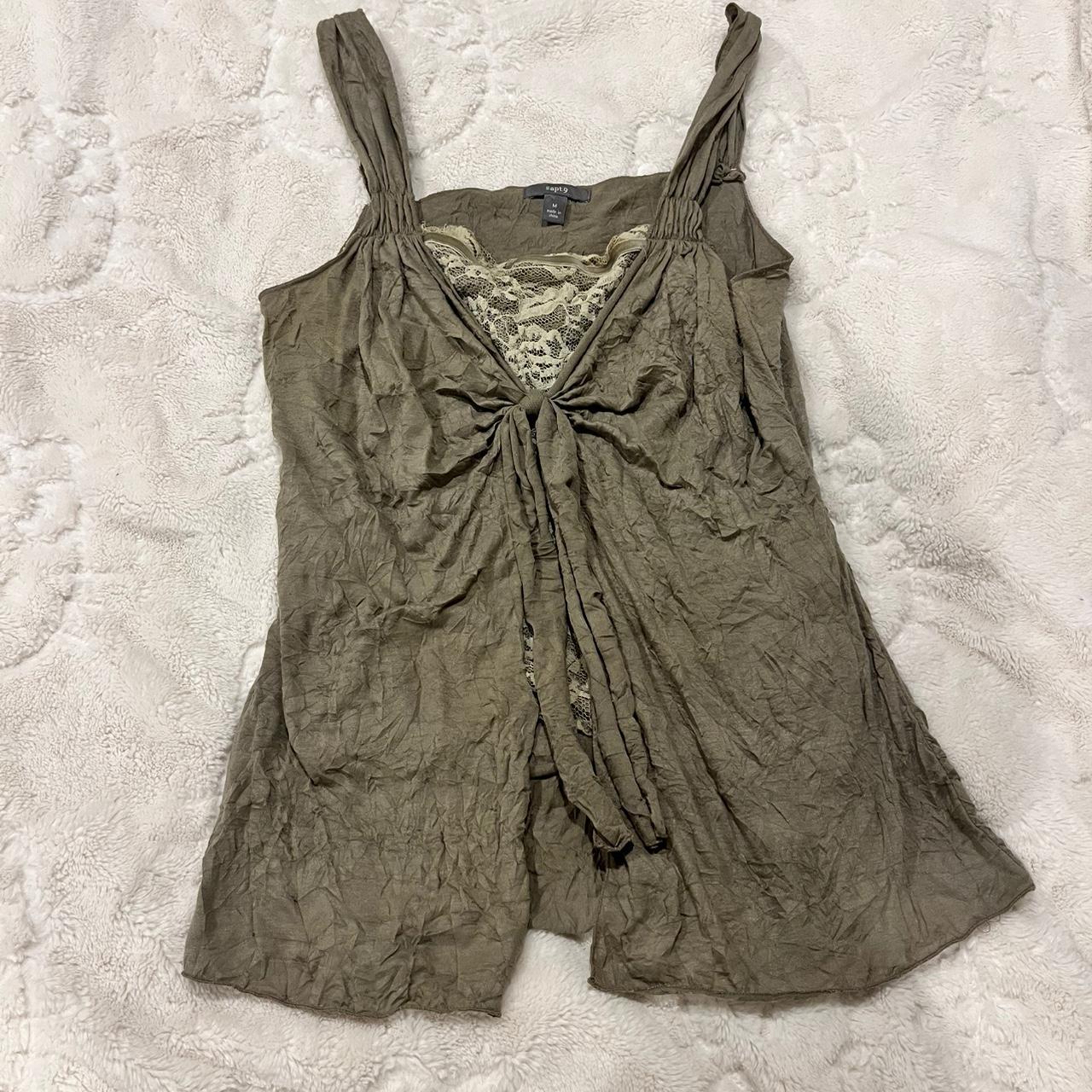 Vintage Whimsical green lace layered tank top -Size... | Depop