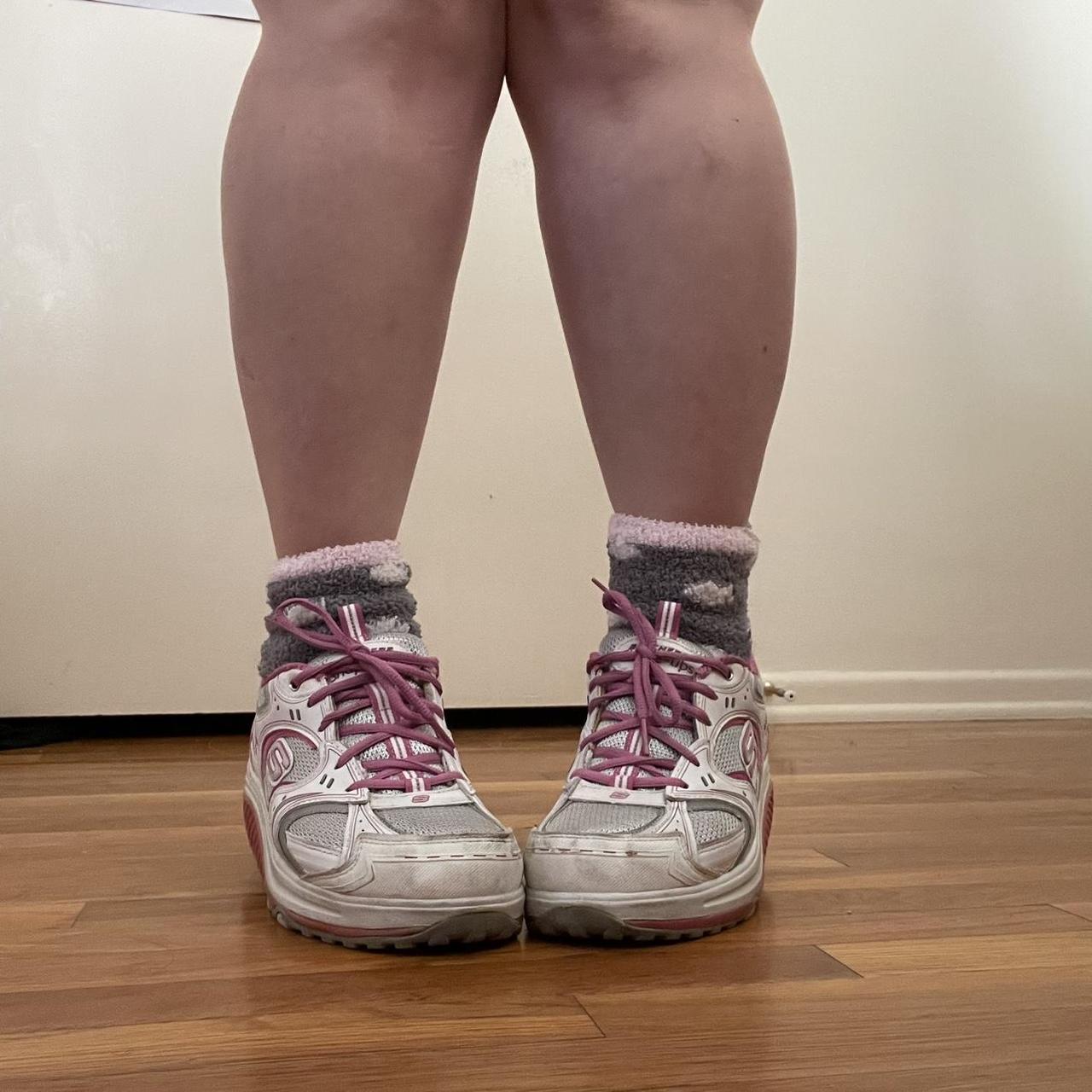 Pink and white womens shape ups #shapeups... - Depop