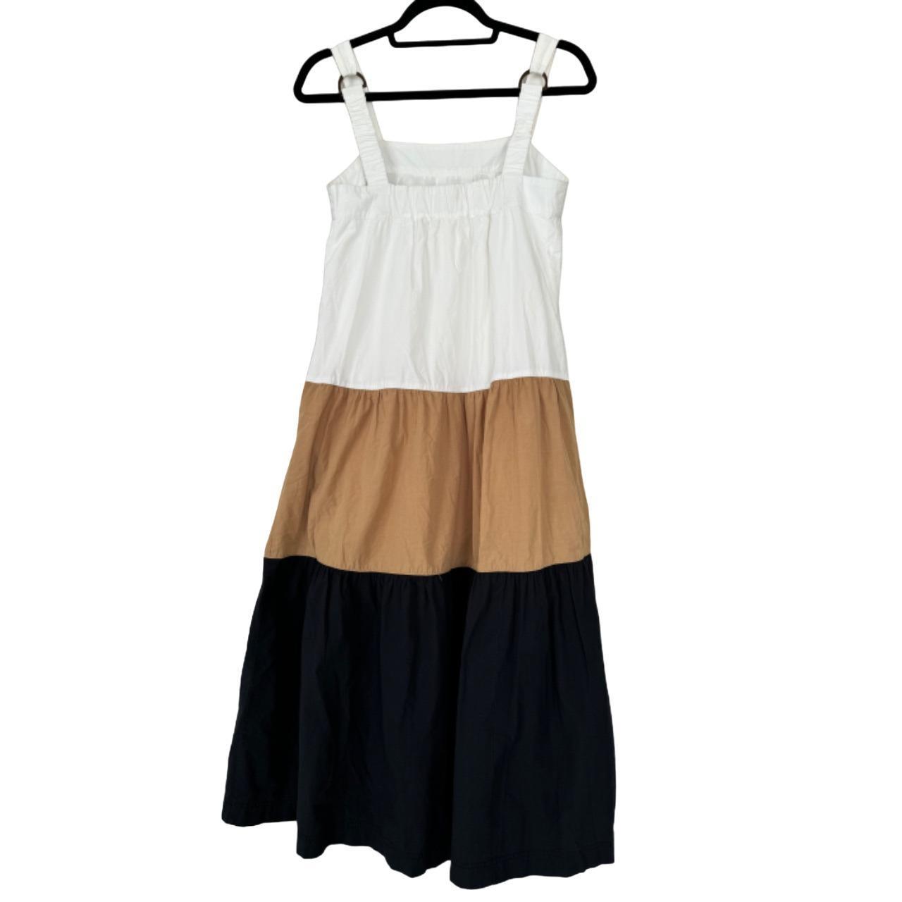 Colorblock pattern sundress in white, tan and navy... | Depop