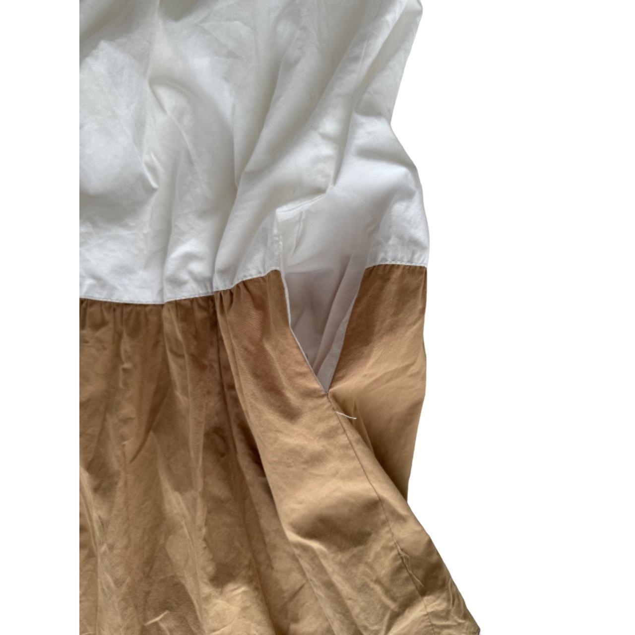 Colorblock pattern sundress in white, tan and navy... | Depop