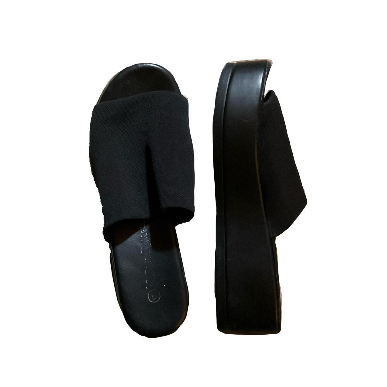 90s/2000s plataform black slides sandals mc bling... - Depop