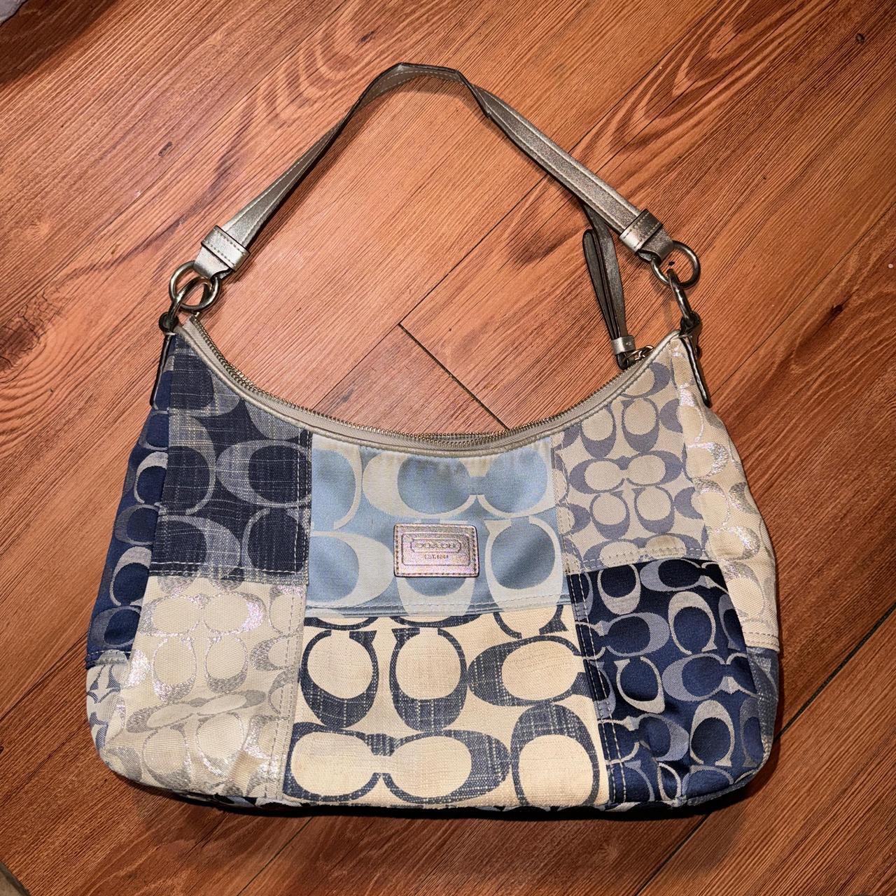 Coach Vintage denim patchwork shoulder bag Some... - Depop