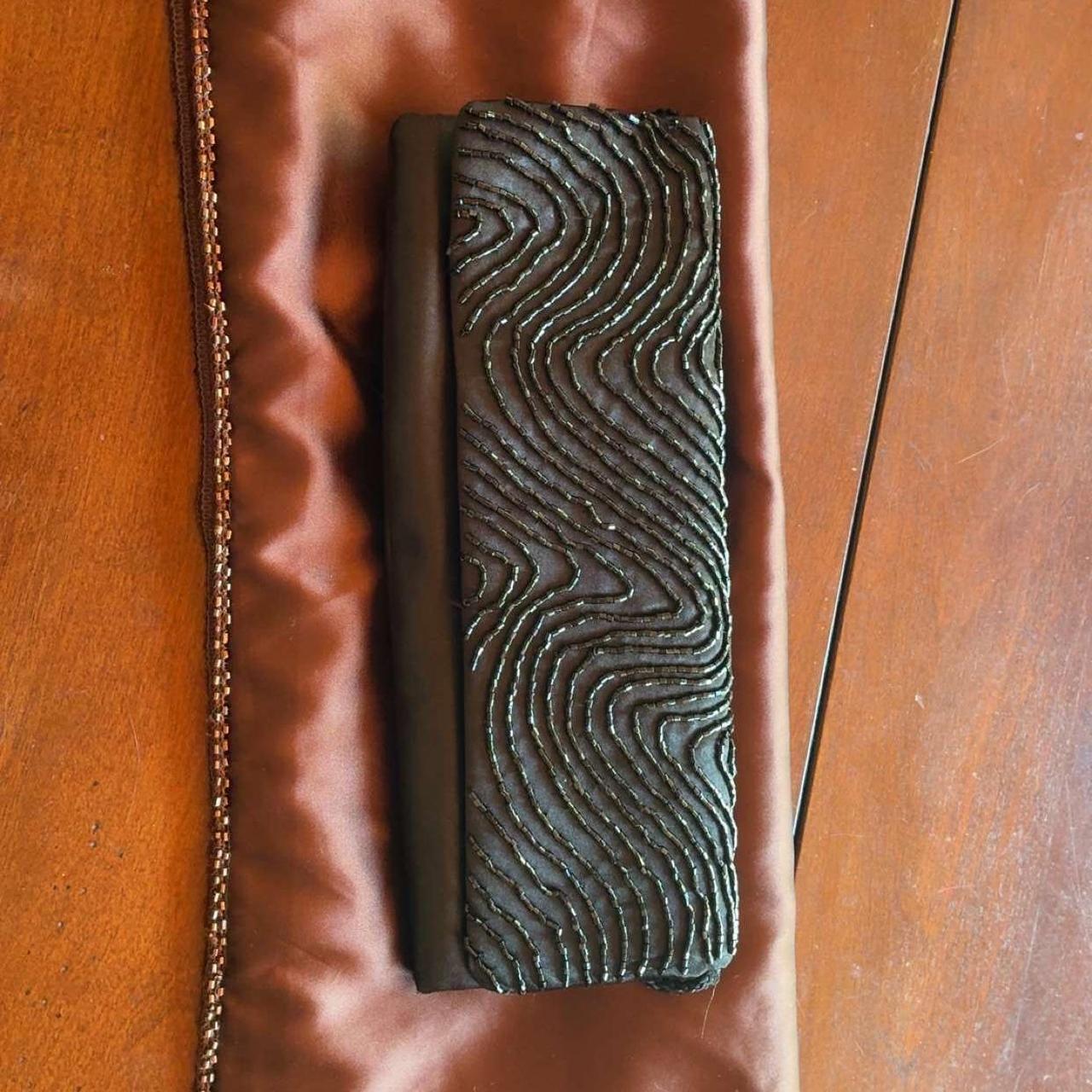 Brown lace and beaded prom dress with shaw and... | Depop