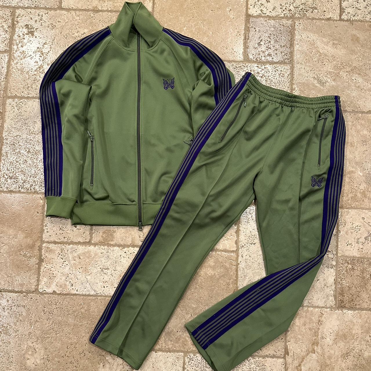 Needles Green / Purple Polyester Track Suit (Jacket... - Depop